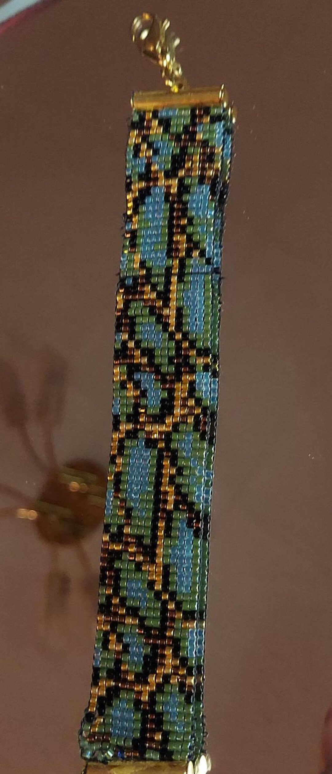 Green and Gold Miyuki Delica Beads Snake Skin Pattern Bracelet - Etsy