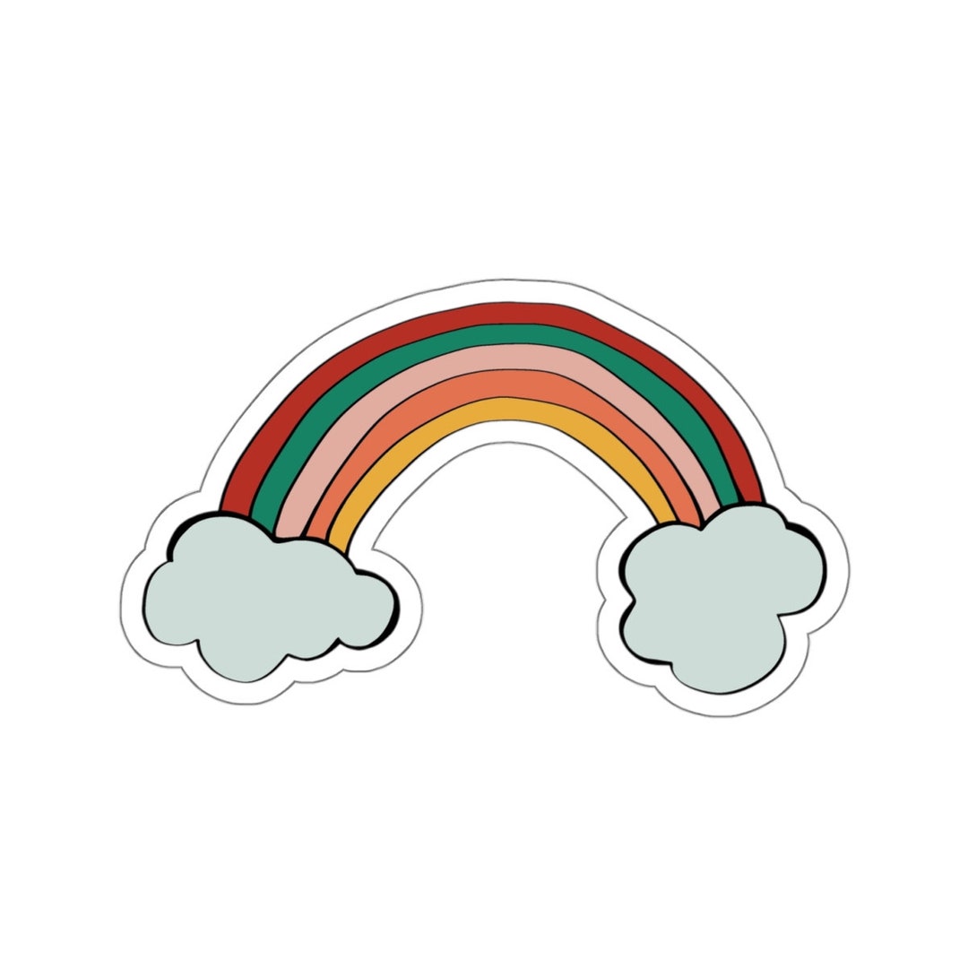 Rainbow Sticker // Cool Rainbow With Clouds Sticker - Etsy