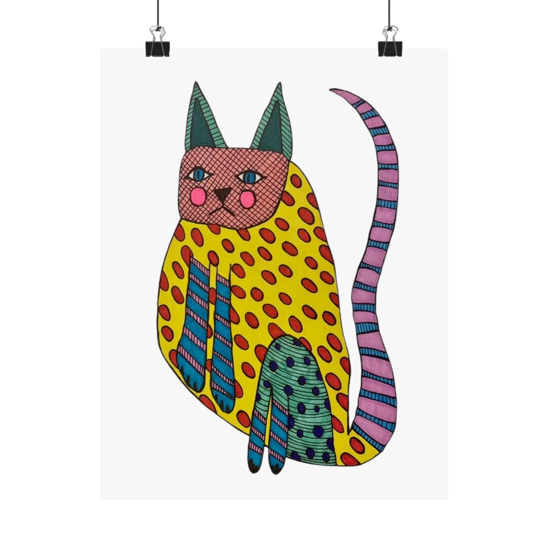 Cat Art Print Fun and Funky Cat Art for Your Home or Office - Etsy