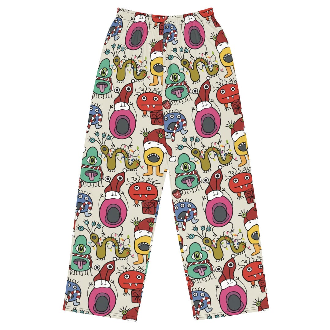 Silly Monster Christmas Pants, Hand-drawn Holiday Pajama Pants - Etsy