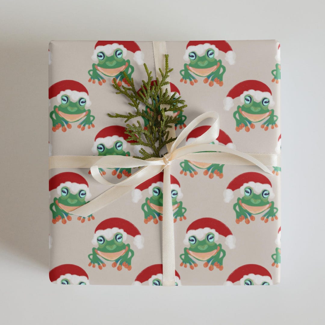 Christmas Frogs Wrapping Paper Roll, Festive Holiday Present Decor ...