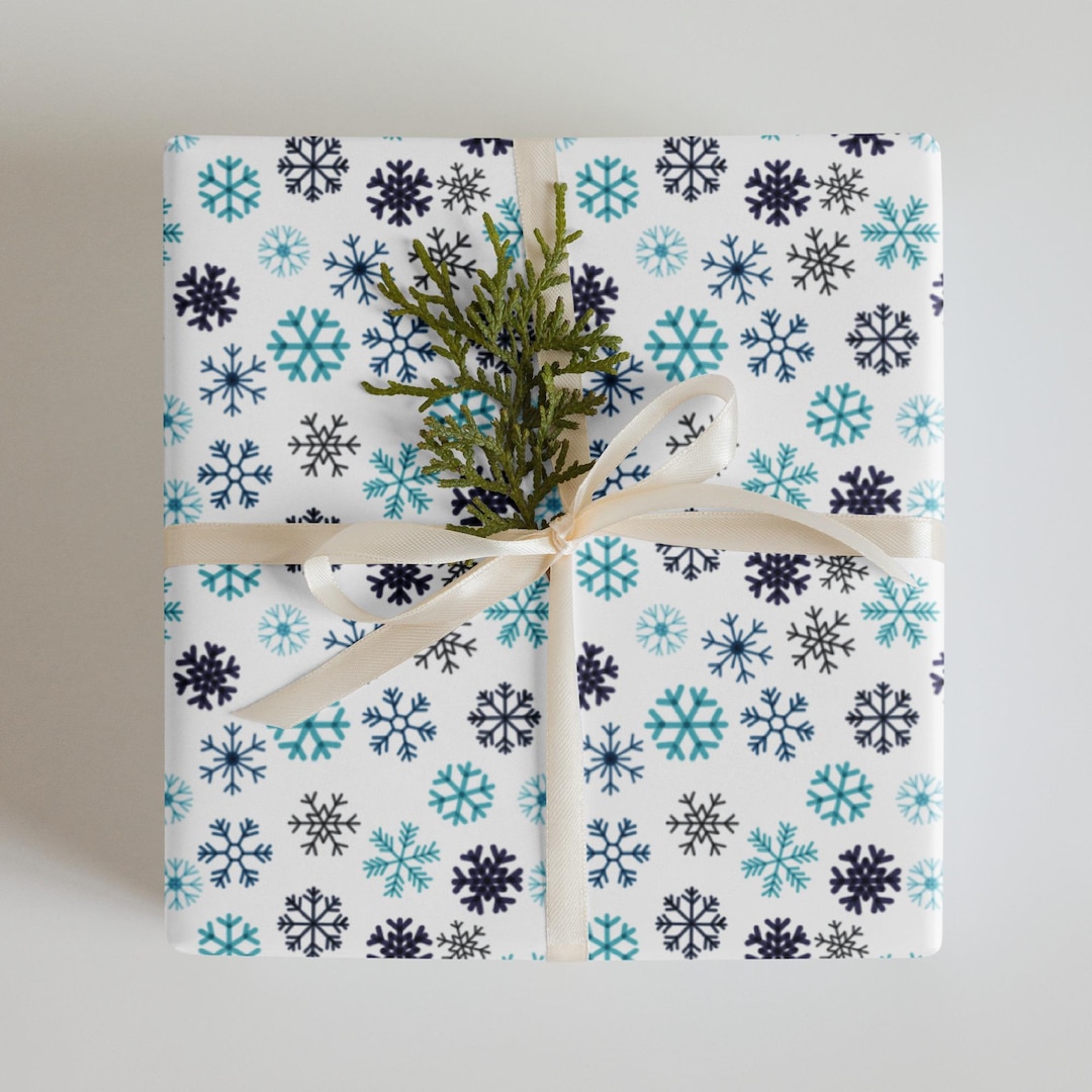 Snowflake Wrapping Papers // Blue and White Christmas Paper // 3 Gift ...