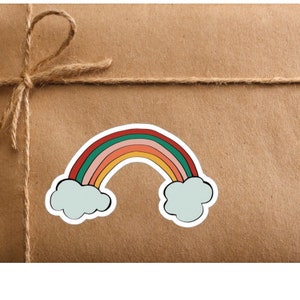 Rainbow Sticker // Cool Rainbow With Clouds Sticker - Etsy
