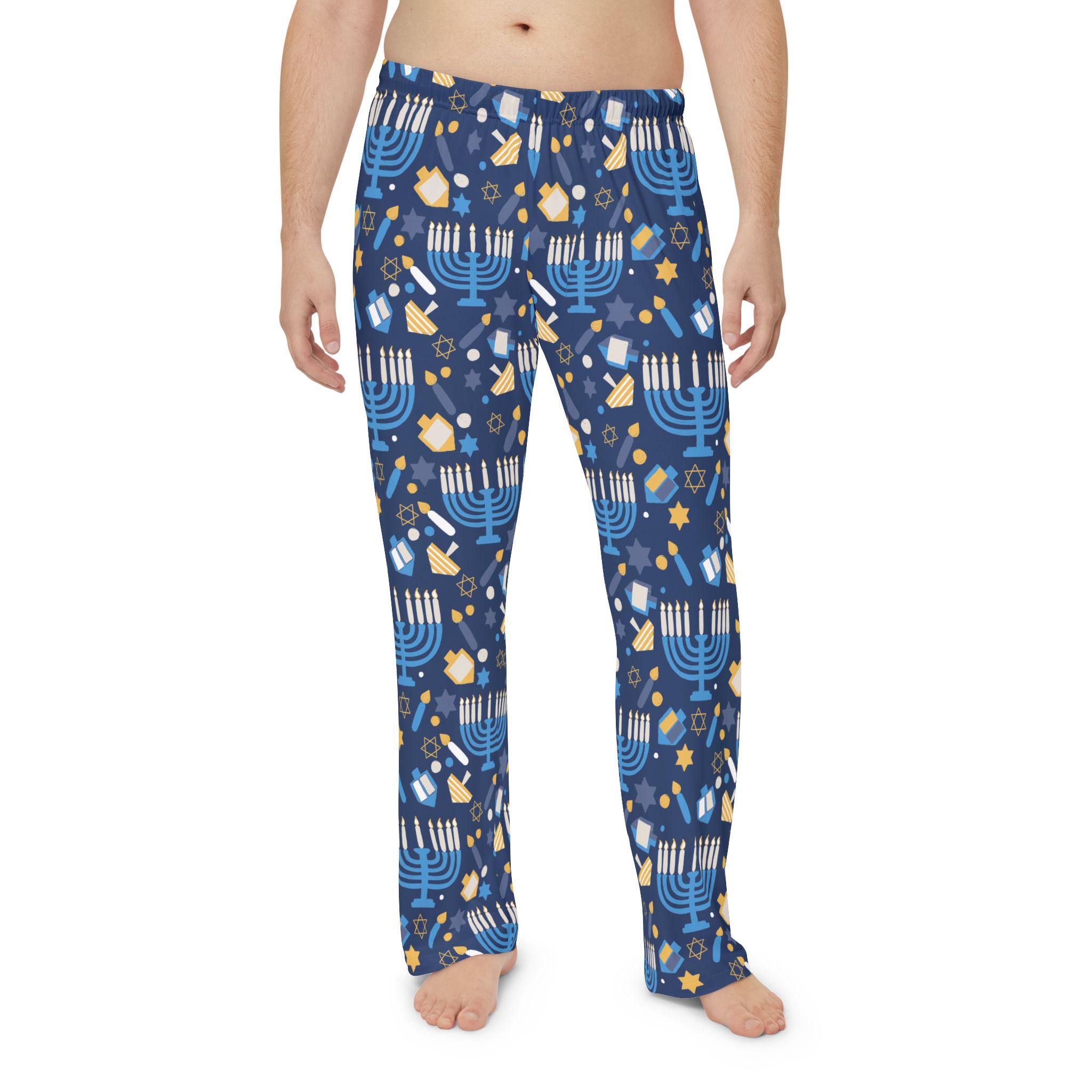 Men's Hanukkah Pajama Pants, Matching Family Hannukah Sleepwear - Cozy ...