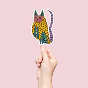Cool Polka Dot Cat Sticker - A Unique Handmade Cat Decal - Etsy