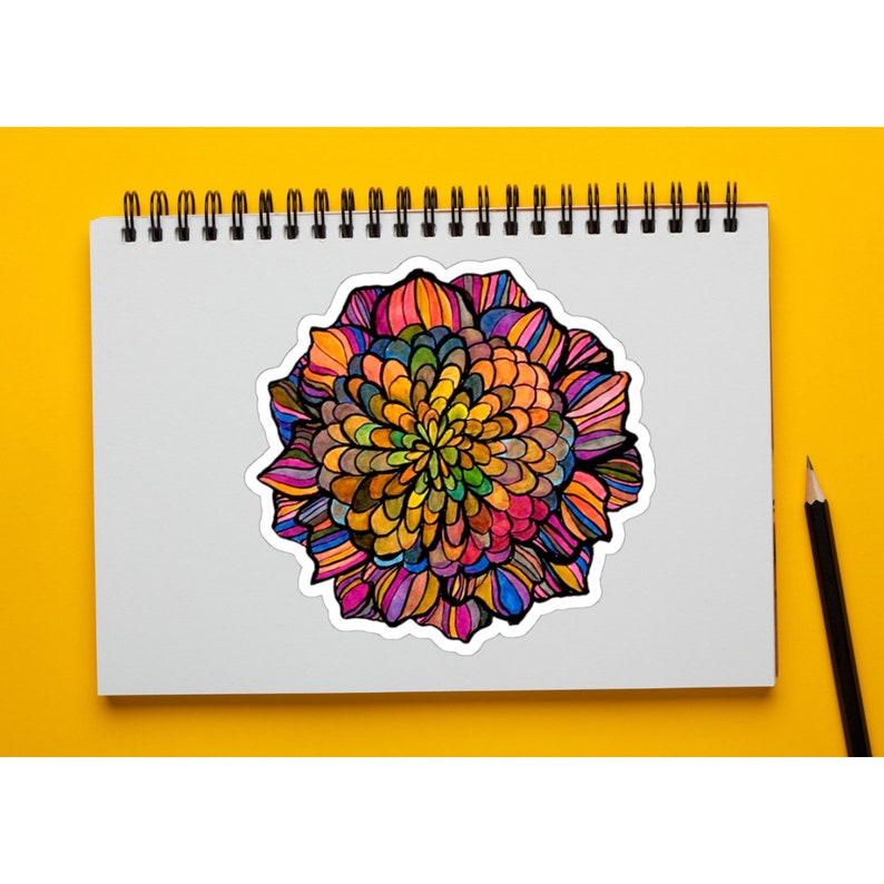 Rainbow Flower Art Sticker, Colorful Vinyl Decal - Etsy
