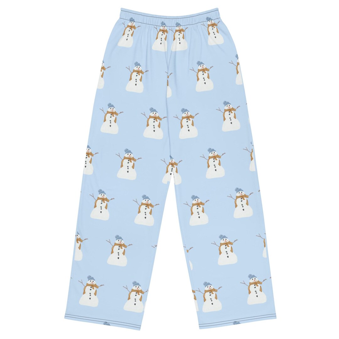 Snowman Lounge Pants: Mens Wide-leg Christmas Pajamas - Etsy