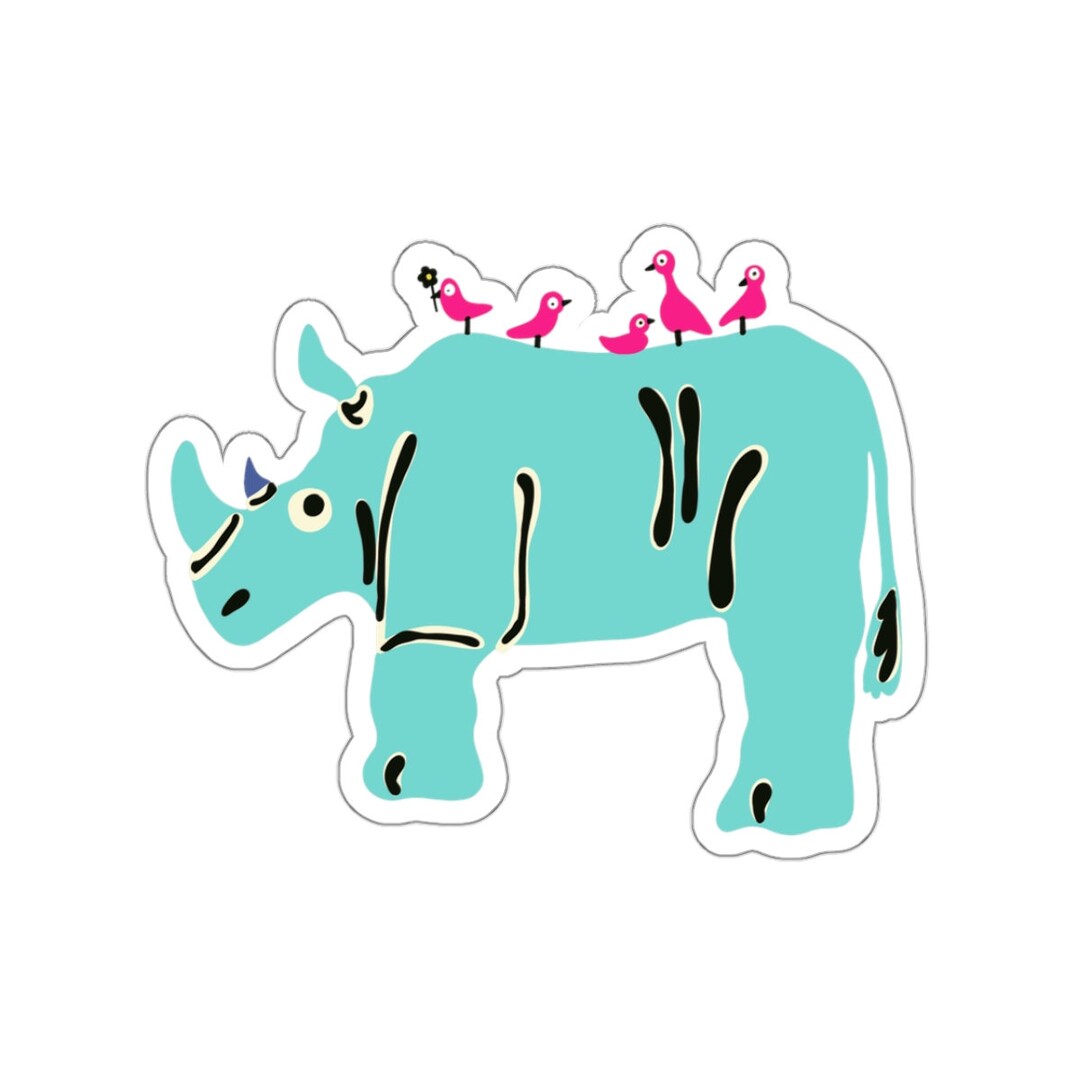 Blue Rhino Sticker // Rhinoceros Sticker - Etsy