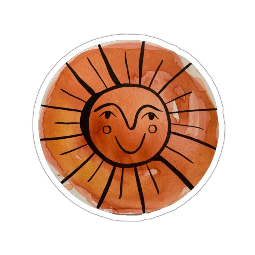 Boho Sun Sticker / Shiny Orange Happy Face - Etsy
