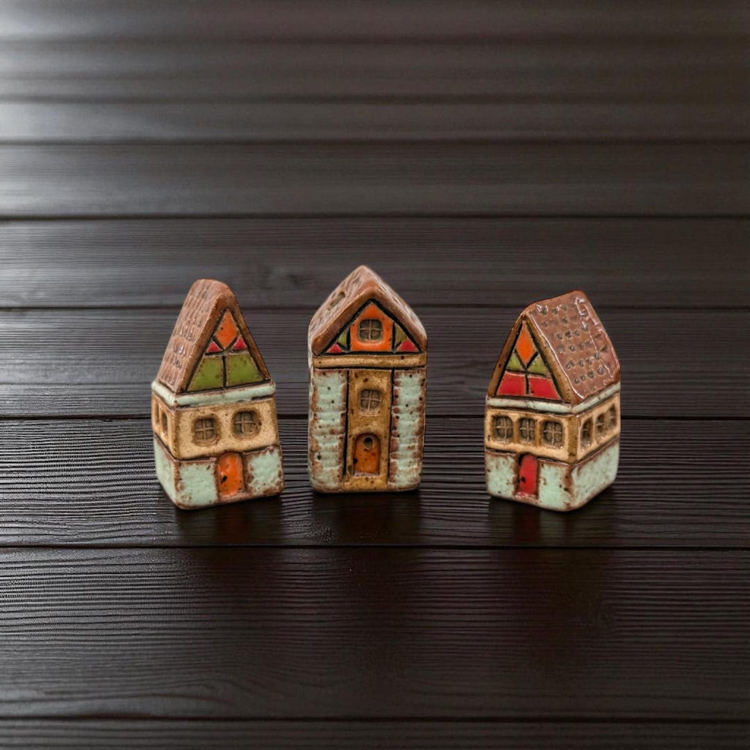 Handmade Ceramic Mini Houses Ceramic Mini Houses Pottery Mini Houses ...