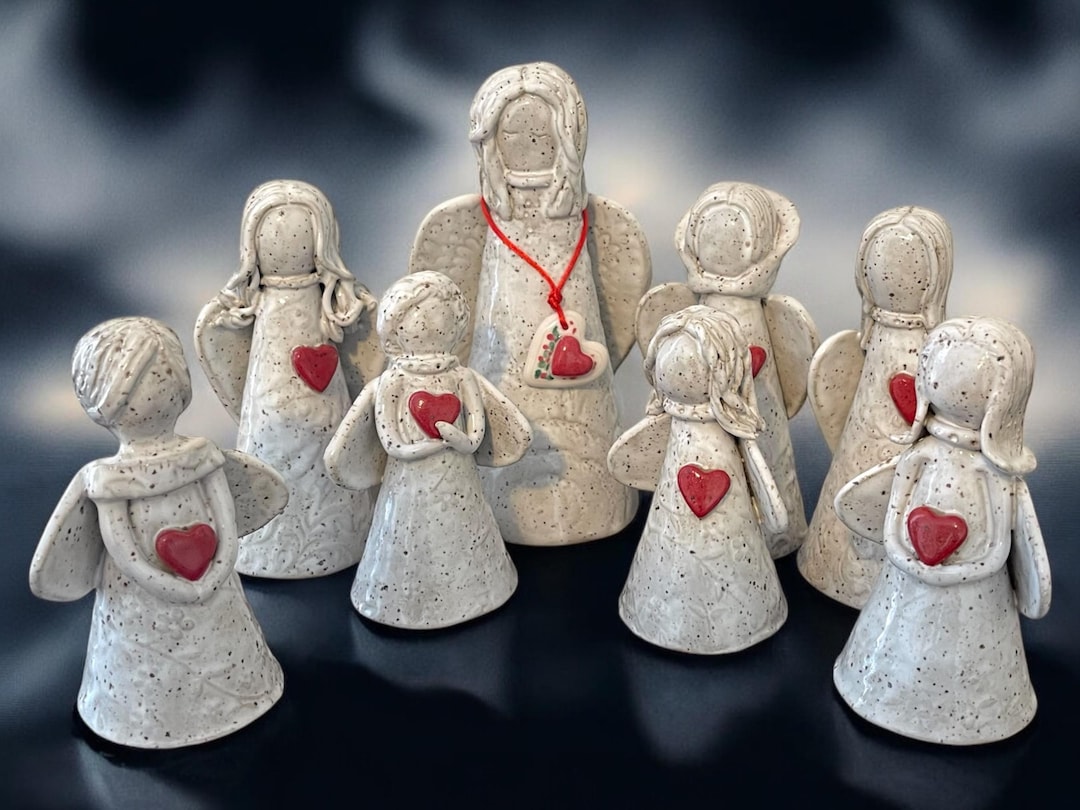 Handmade Ceramic Angel Figurines: Speckled Stoneware Home Decor - Etsy