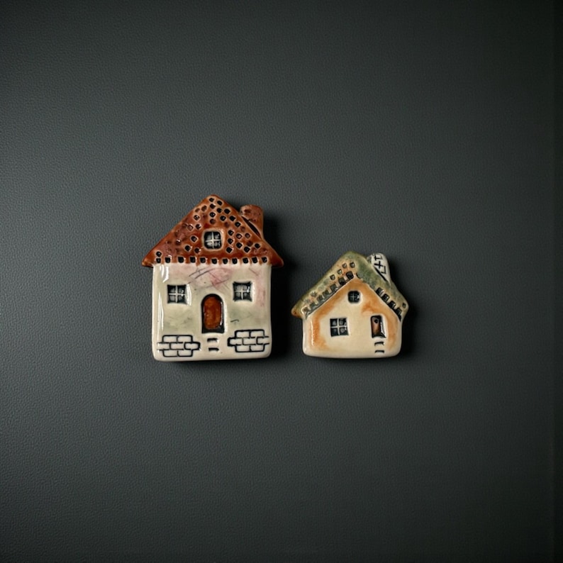 Handmade Ceramic House Magnets: Pottery Fridge Decor - Etsy