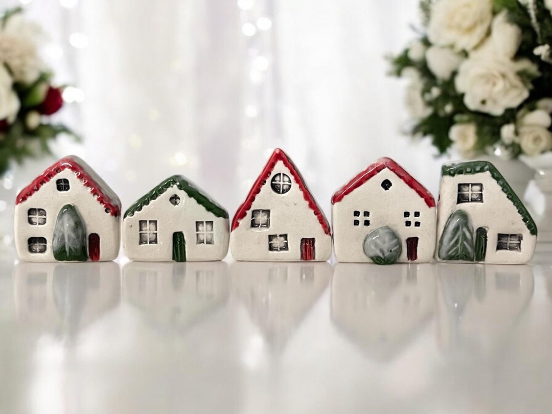 Mini Houses Ceramic Mini Houses Mantel Decor Home Warming Gift Home ...