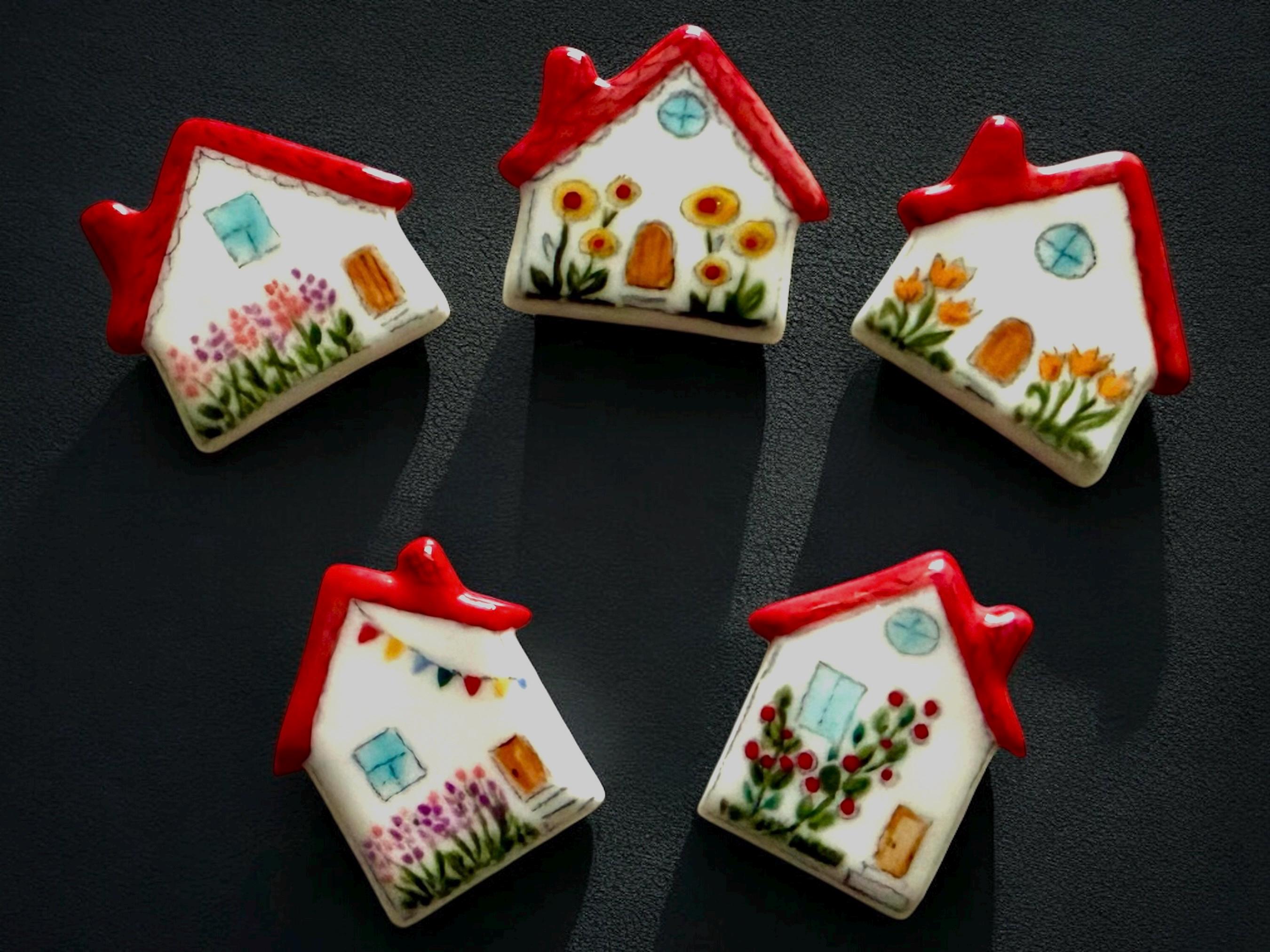 Handmade Ceramic House Magnets: Pottery Fridge Decoration - Etsy