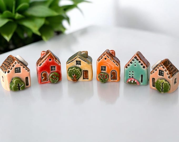 Ceramic Mini Houses Pottery Mini Houses Mantel Decor Desk Decor Garden ...
