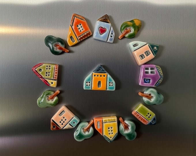Handmade Ceramic House Magnets: Tiny Colorful Pottery Fridge Decor - Etsy