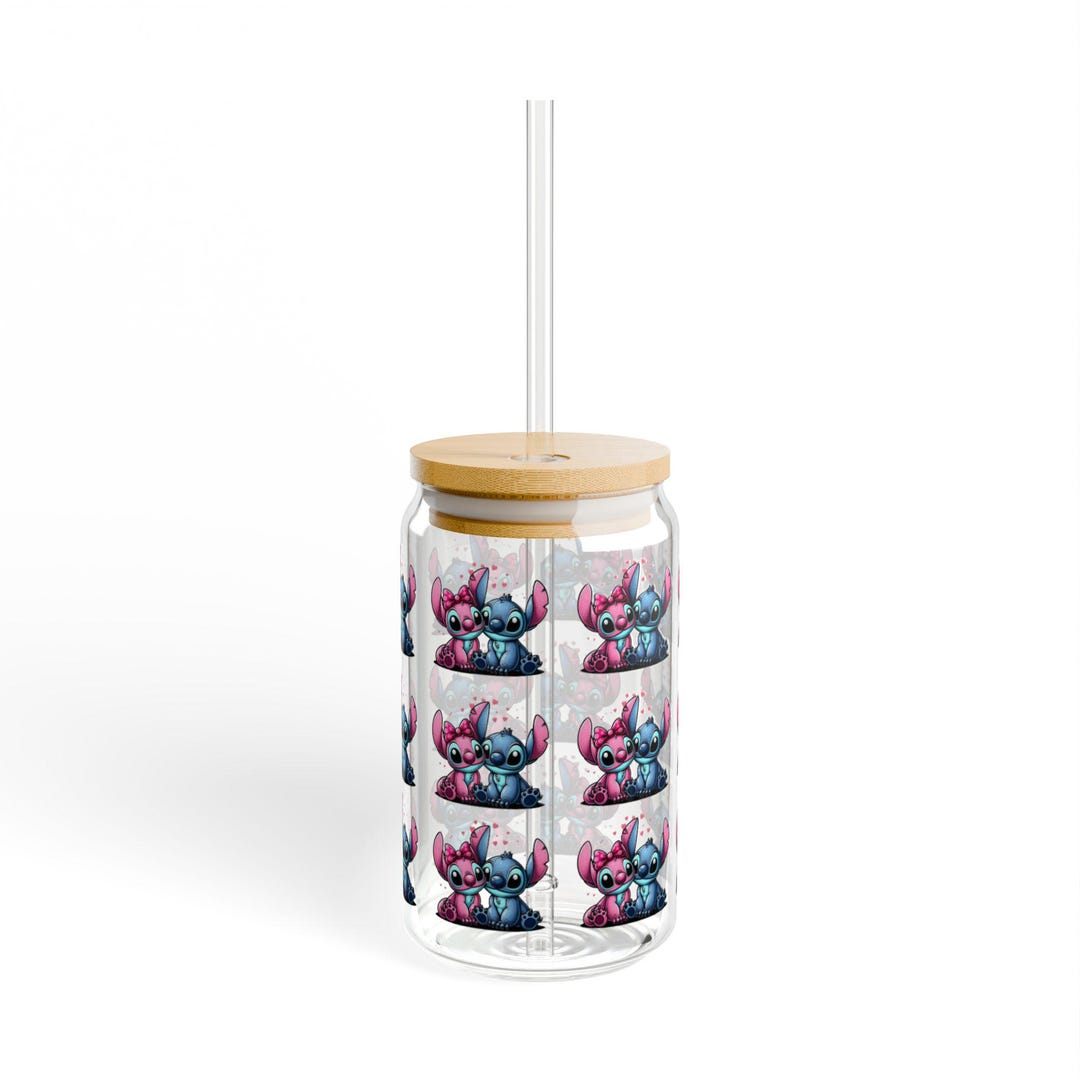 Sipper Glass, 16oz Glass, Stitch and Angel, Stitch Cup, Lilo & Stitch ...