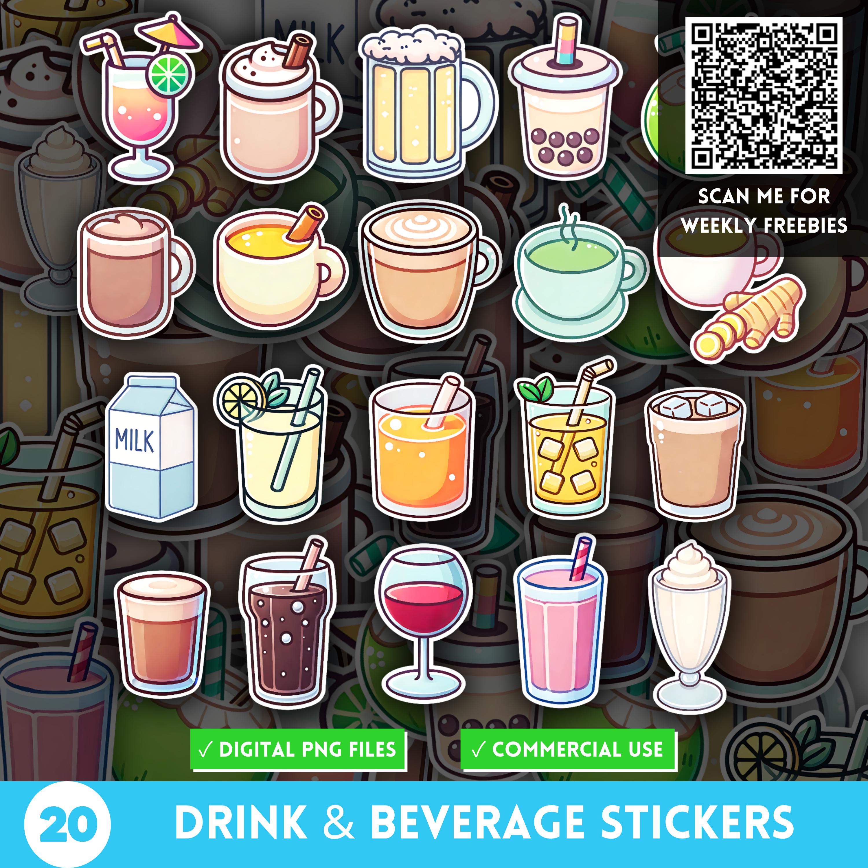Cartoon Drink & Beverage Sticker, Drink Menu Scrapbook Clipart ...