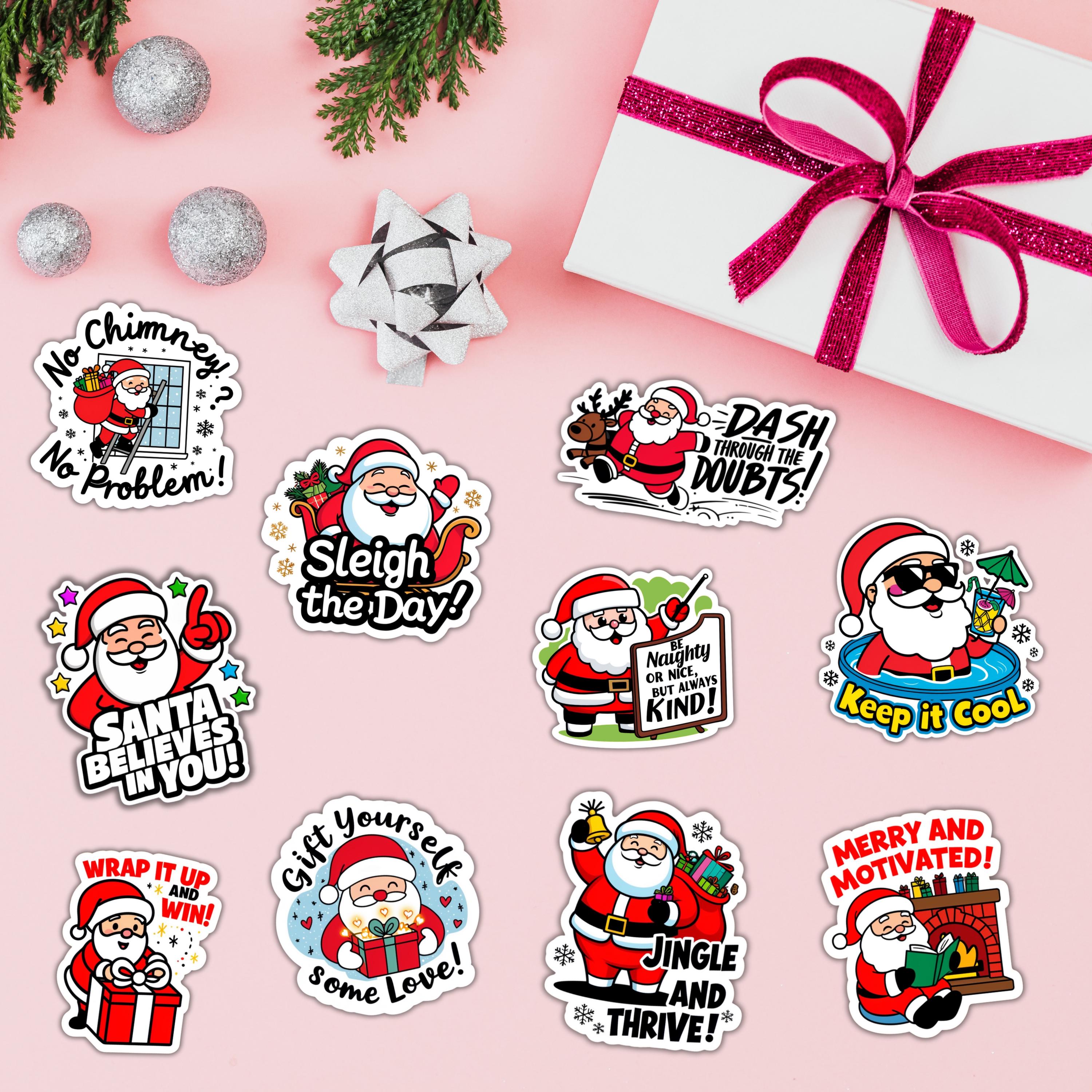 Santa Claus Funny Pun Affirmation PNG Stickers, Fun Quirky Motivational ...