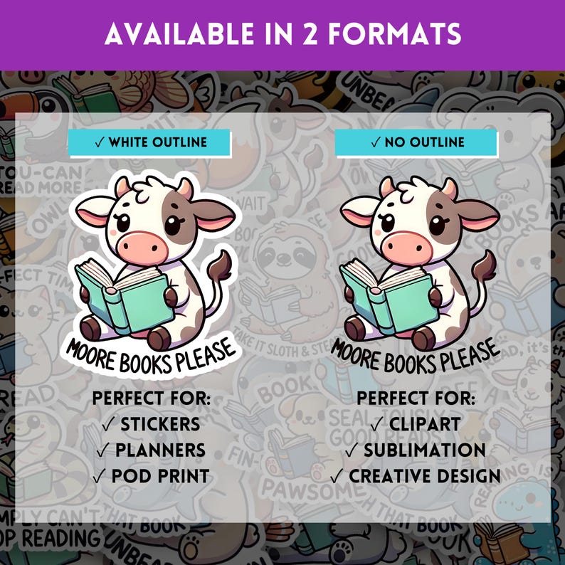 Funny Animal Book Quote Pun PNG Stickers, Bookish Reading Clipart ...