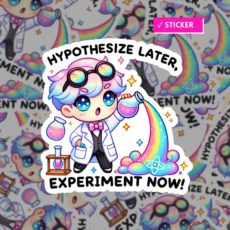Kawaii Nerdy Science Stickers, Funny Uplifting Inspiring Quote, Science ...