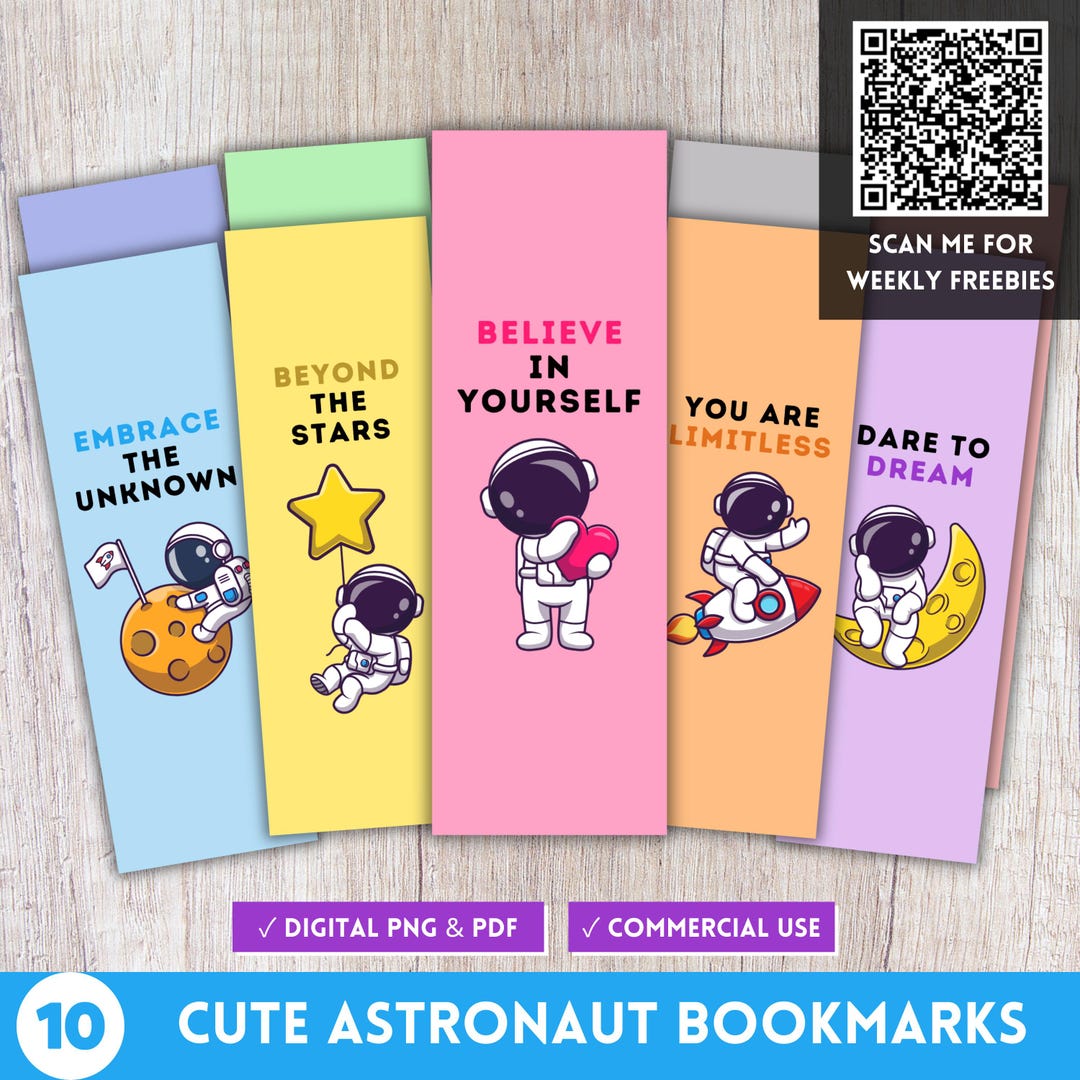 Cute Space Astronaut Motivational Quote Bookmarks, Self Affirmation ...