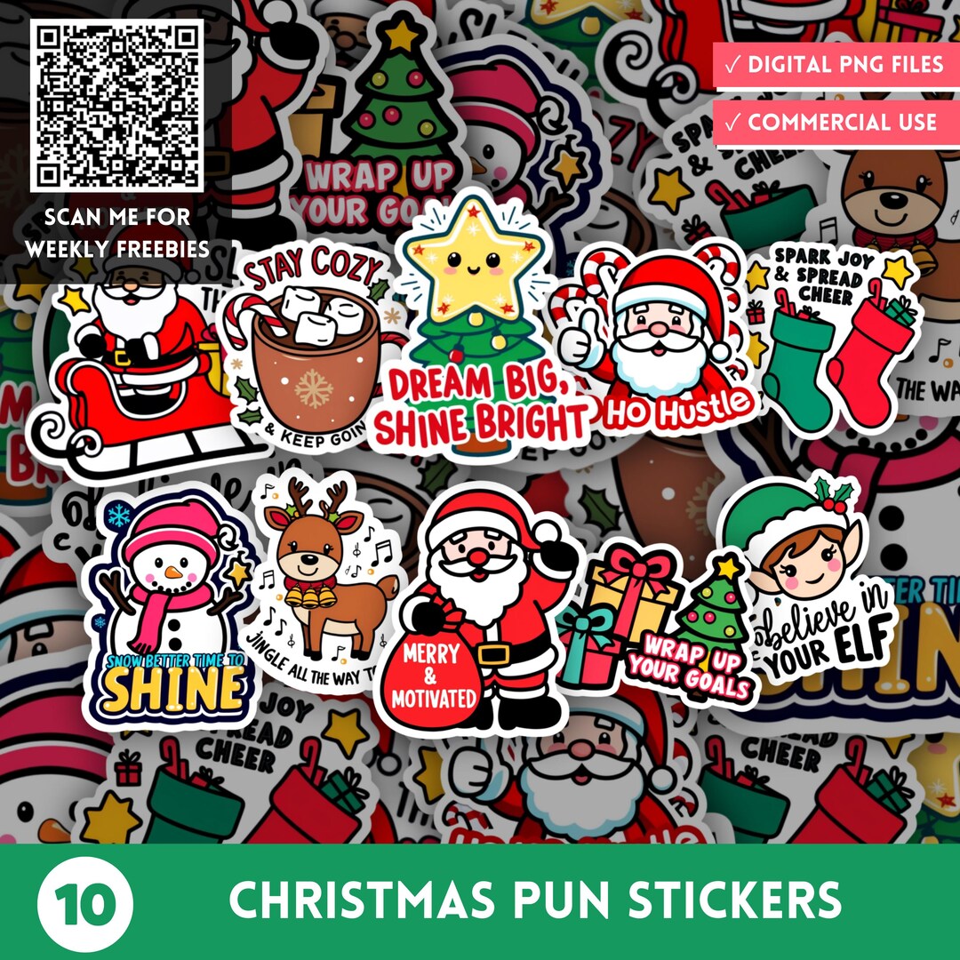 Christmas Funny Pun Affirmation Stickers, Fun Quirky Positive ...