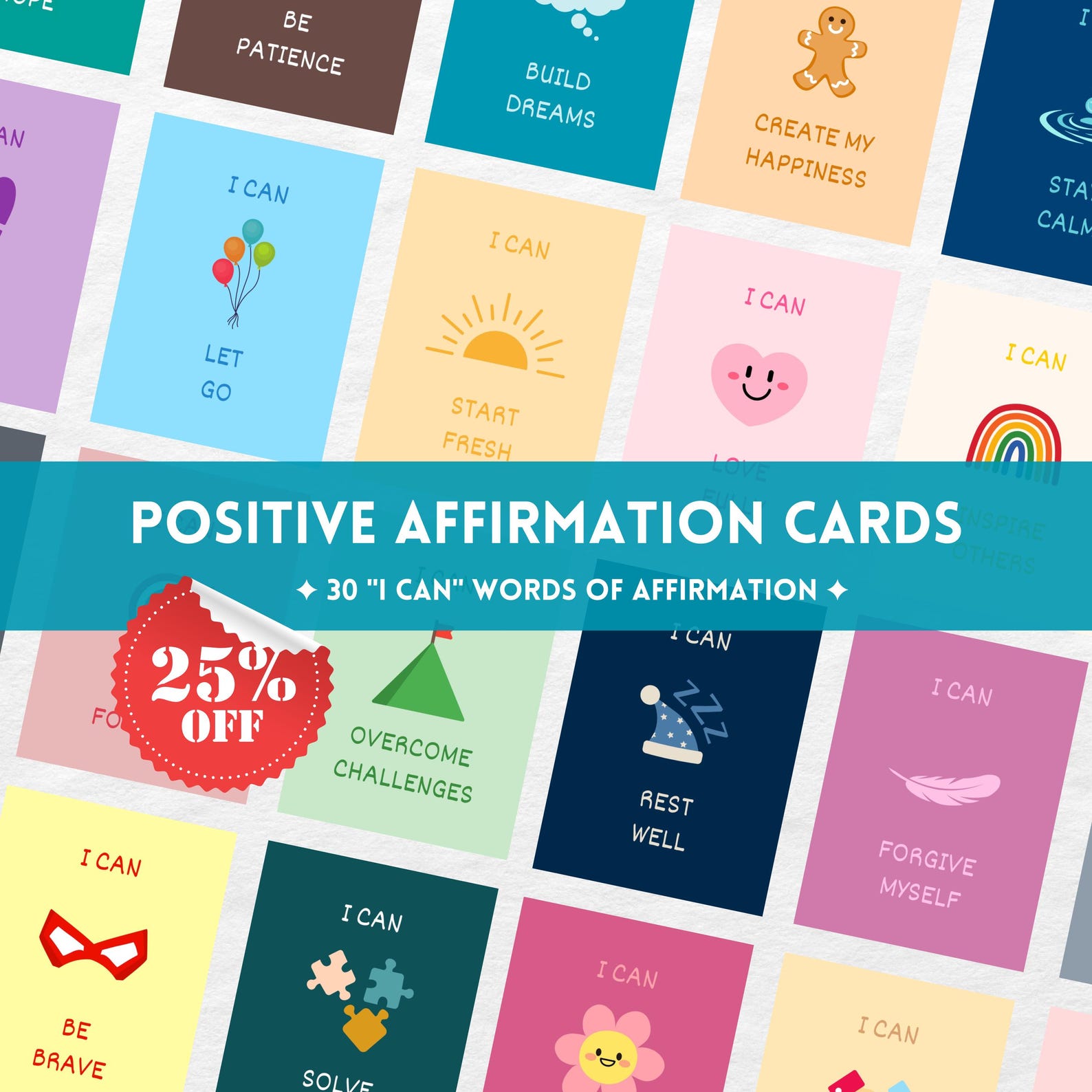 Positive Affirmation Cards - 30 "i Can" Words of Affirmation, Printable ...