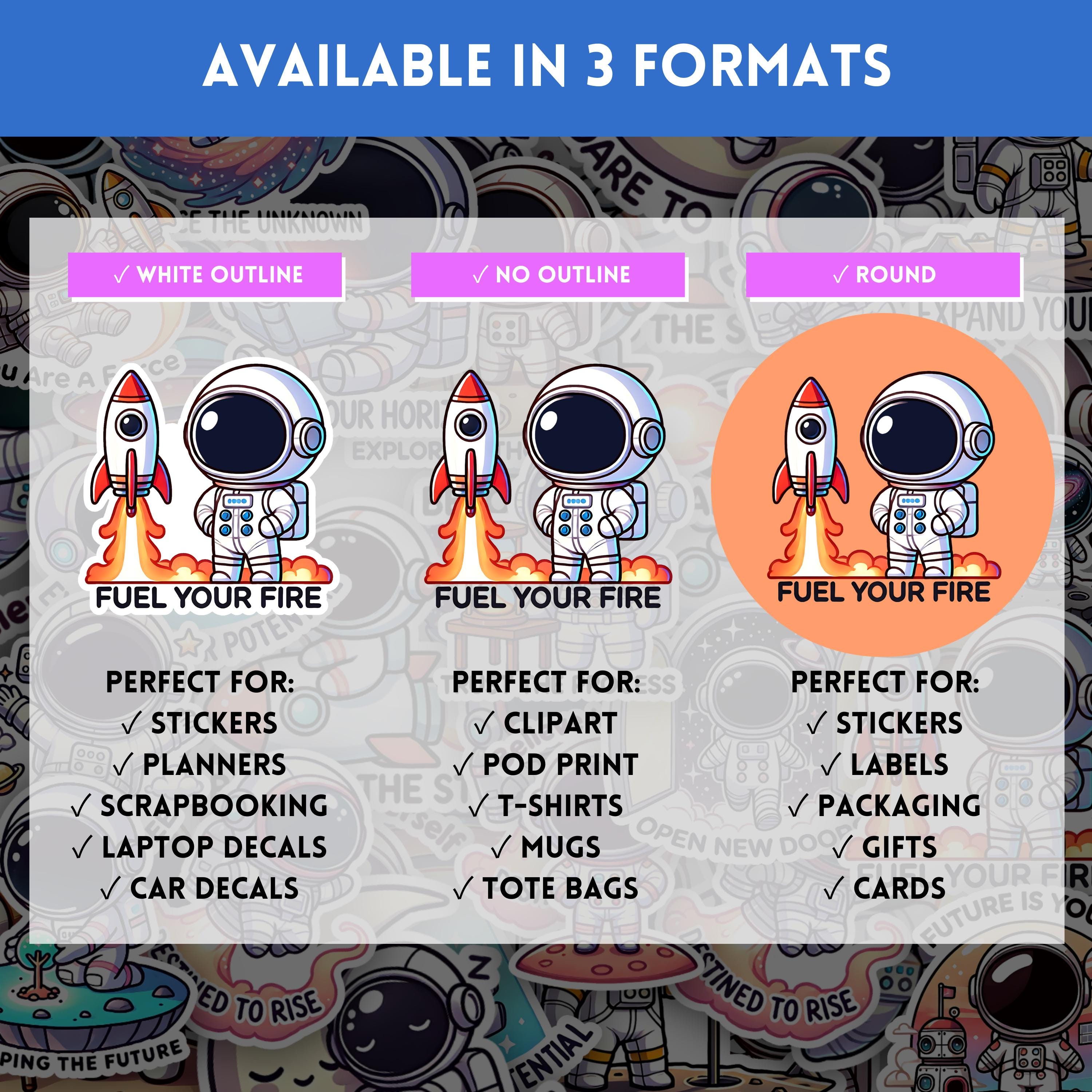 Chibi Space Astronaut Positive Affirmation PNG Stickers, Galaxy ...