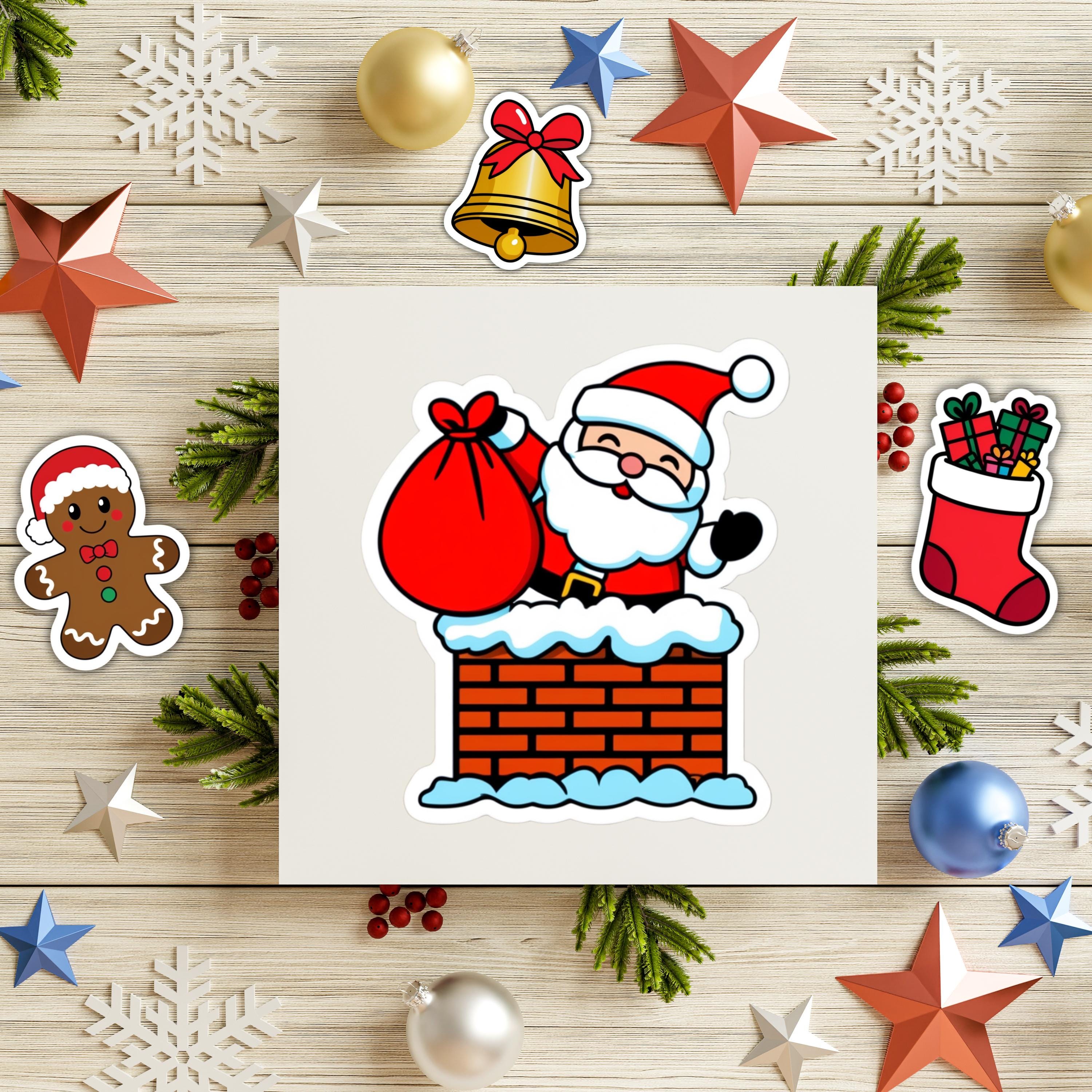 Cute Winter Christmas Clipart PNG Stickers, Fun Santa Claus & Happy ...
