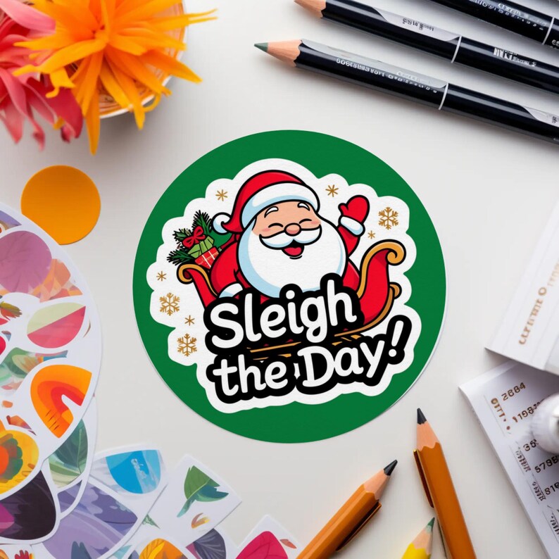 Santa Claus Funny Pun Affirmation PNG Stickers, Fun Quirky Motivational ...