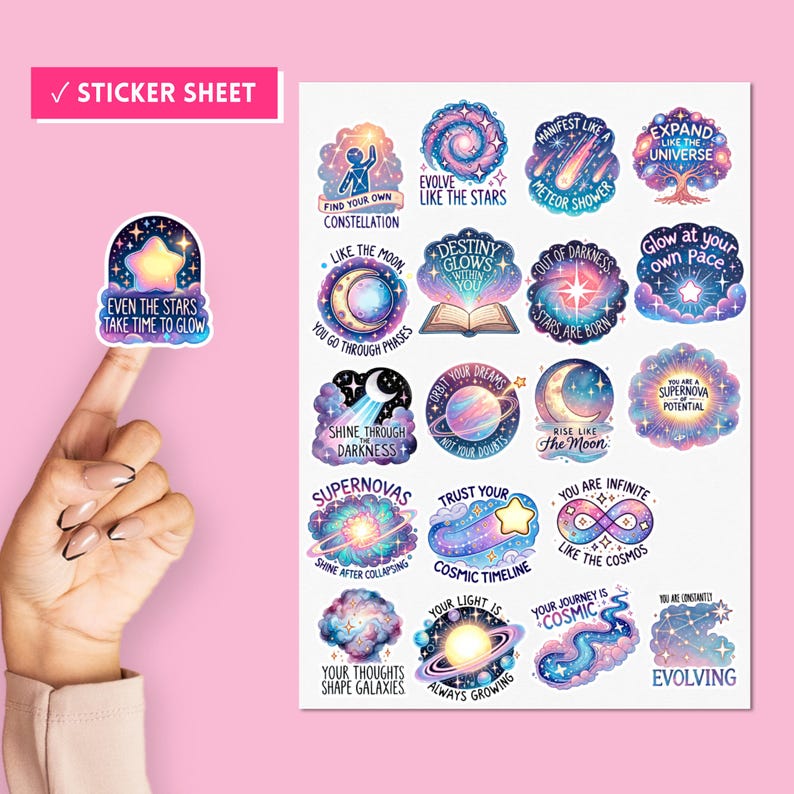 Growth Mind Galaxy and Star Sticker, Positive Inspiring and Encouraging ...
