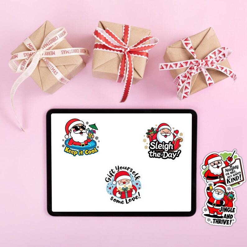 Santa Claus Funny Pun Affirmation PNG Stickers, Fun Quirky Motivational ...