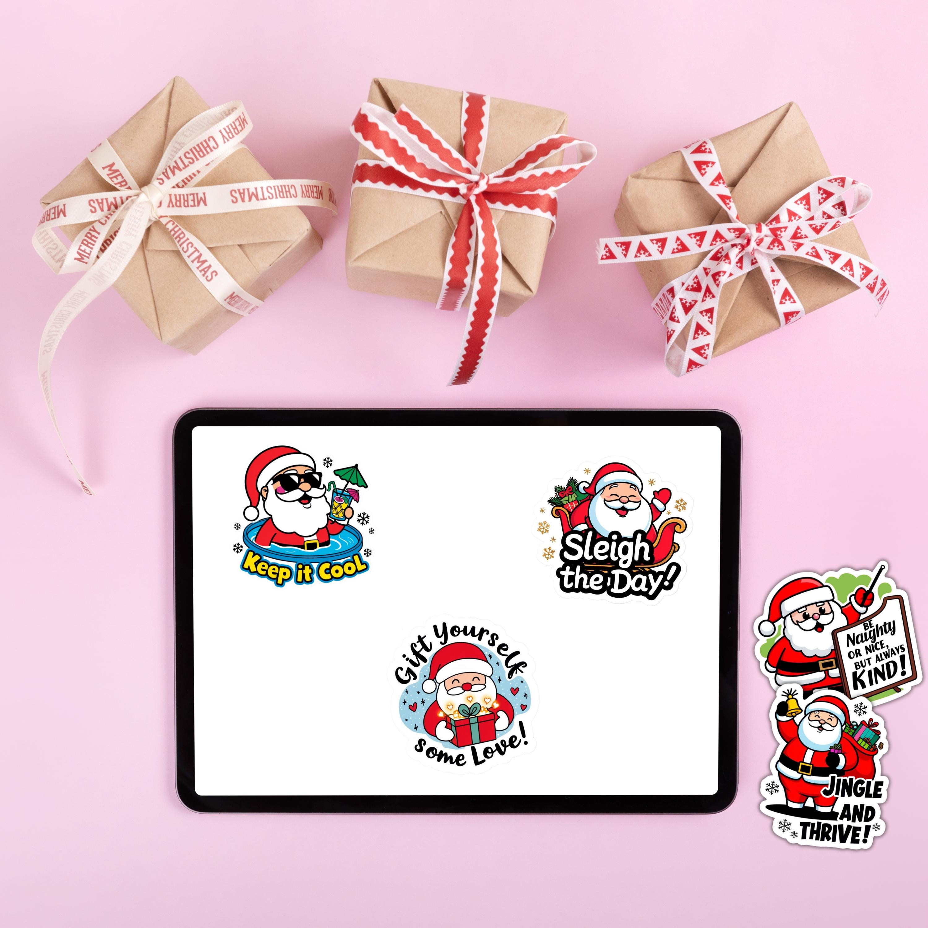 Santa Claus Funny Pun Affirmation PNG Stickers, Fun Quirky Motivational ...
