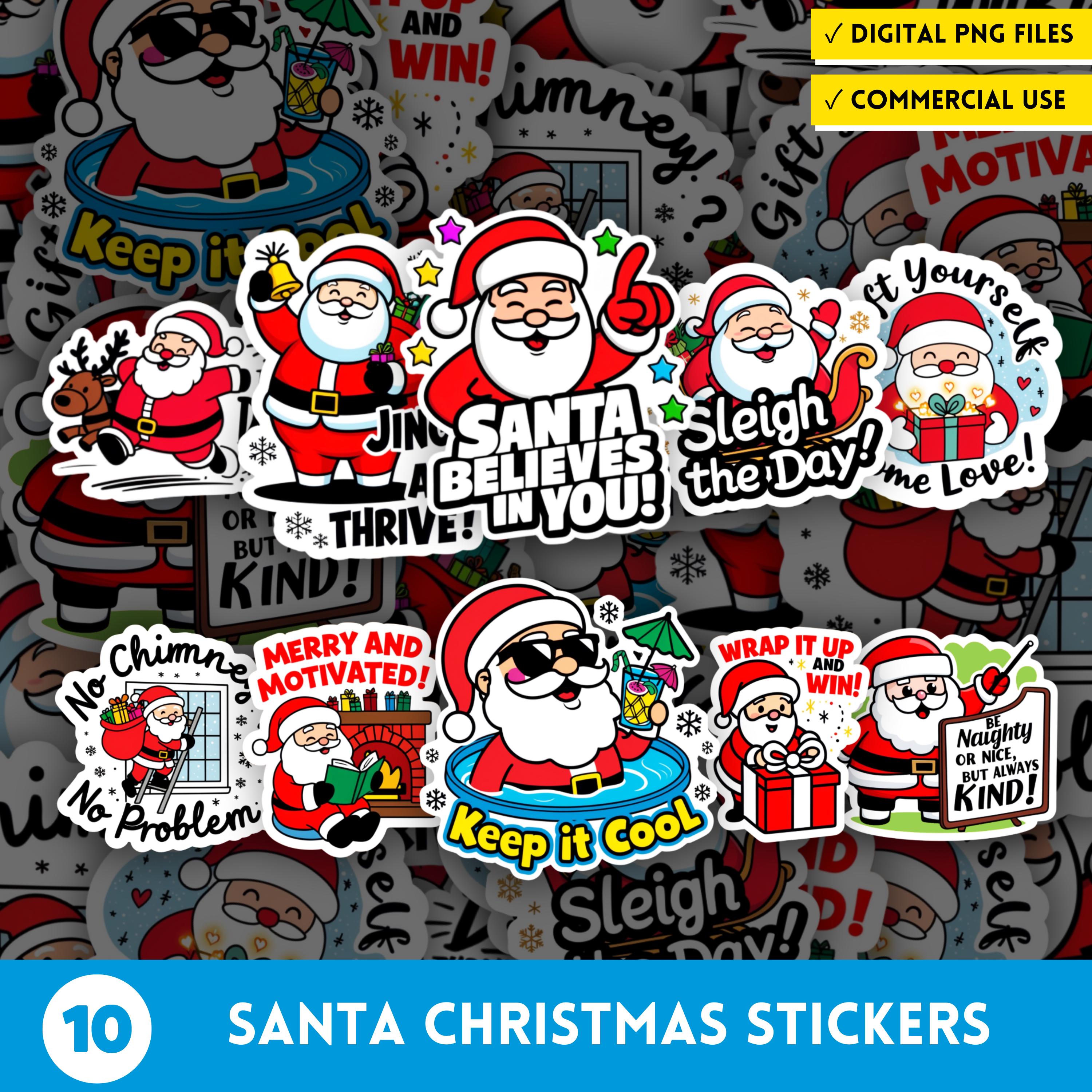 Santa Claus Funny Pun Affirmation PNG Stickers, Fun Quirky Motivational ...