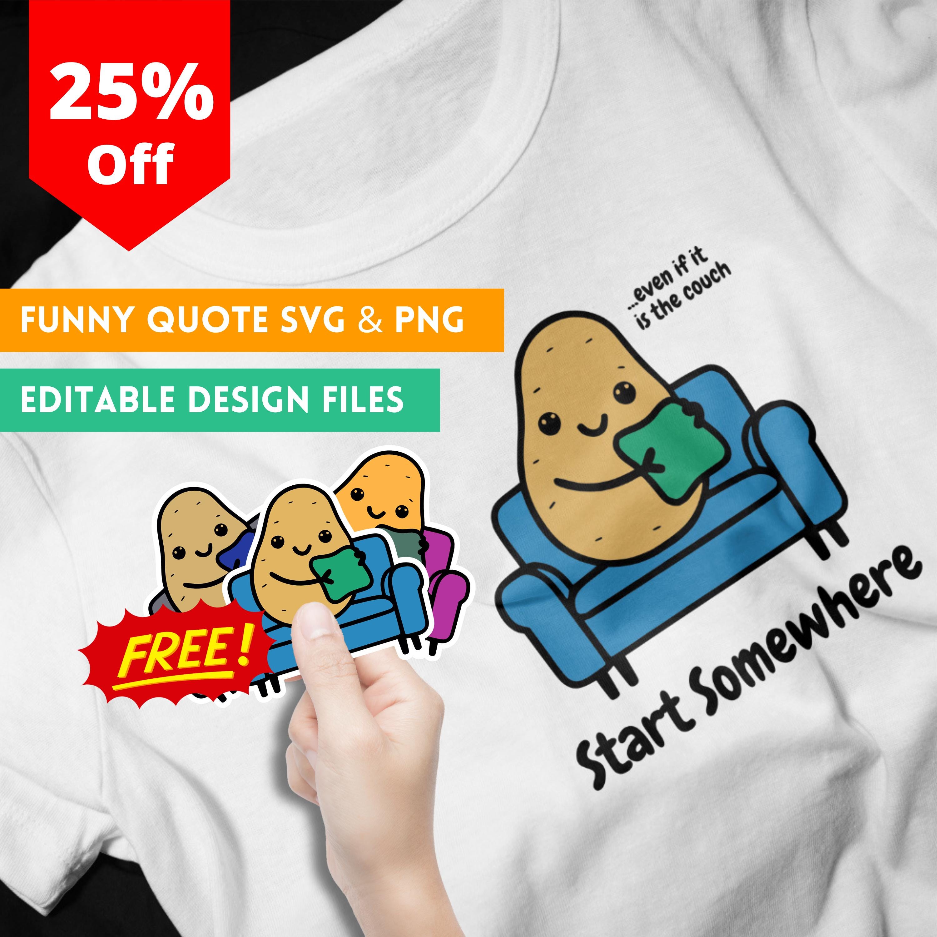 Funny Couch Potato SVG & PNG, Free Couch Potato Stickers, Motivational ...
