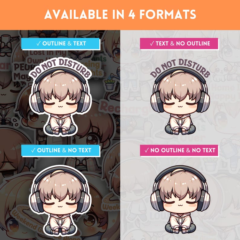 Cute Chibi Introvert Character PNG Stickers, MBTI Stickers, Kawaii Self ...