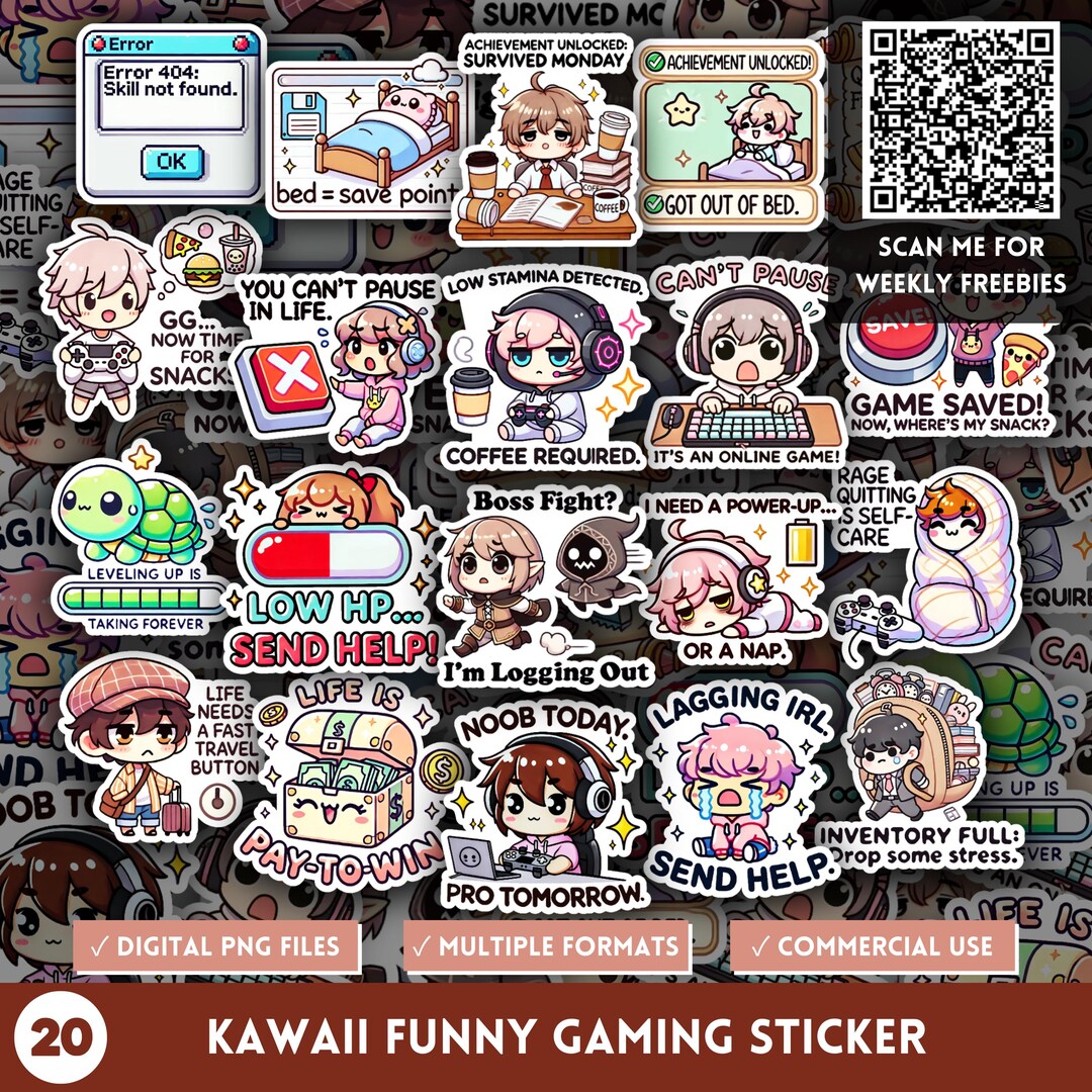 Kawaii Funny Gaming Sticker, Witty Relatable Gaming Quote, Gaming ...