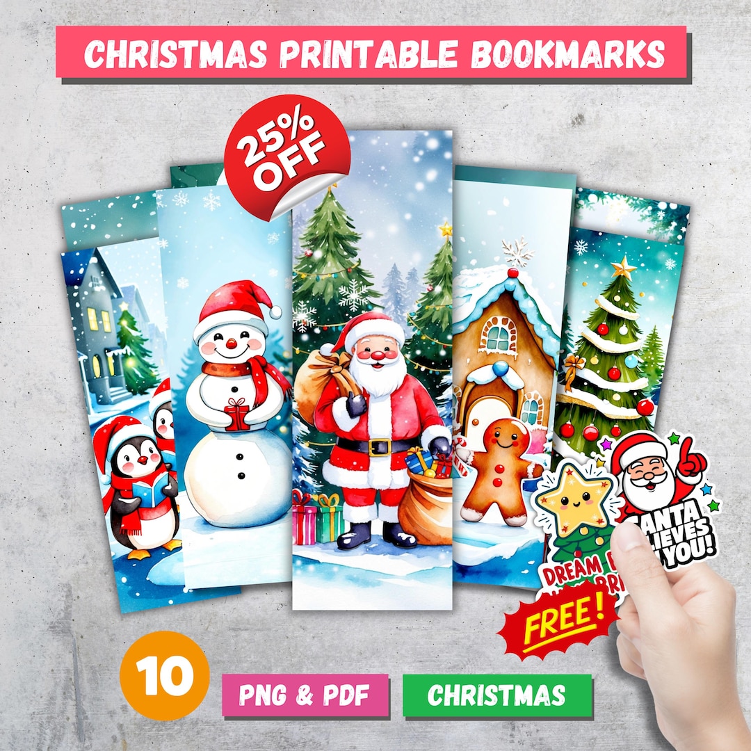 Marque-page de Noël à imprimer, clipart hiver douillet, marque-pages ...