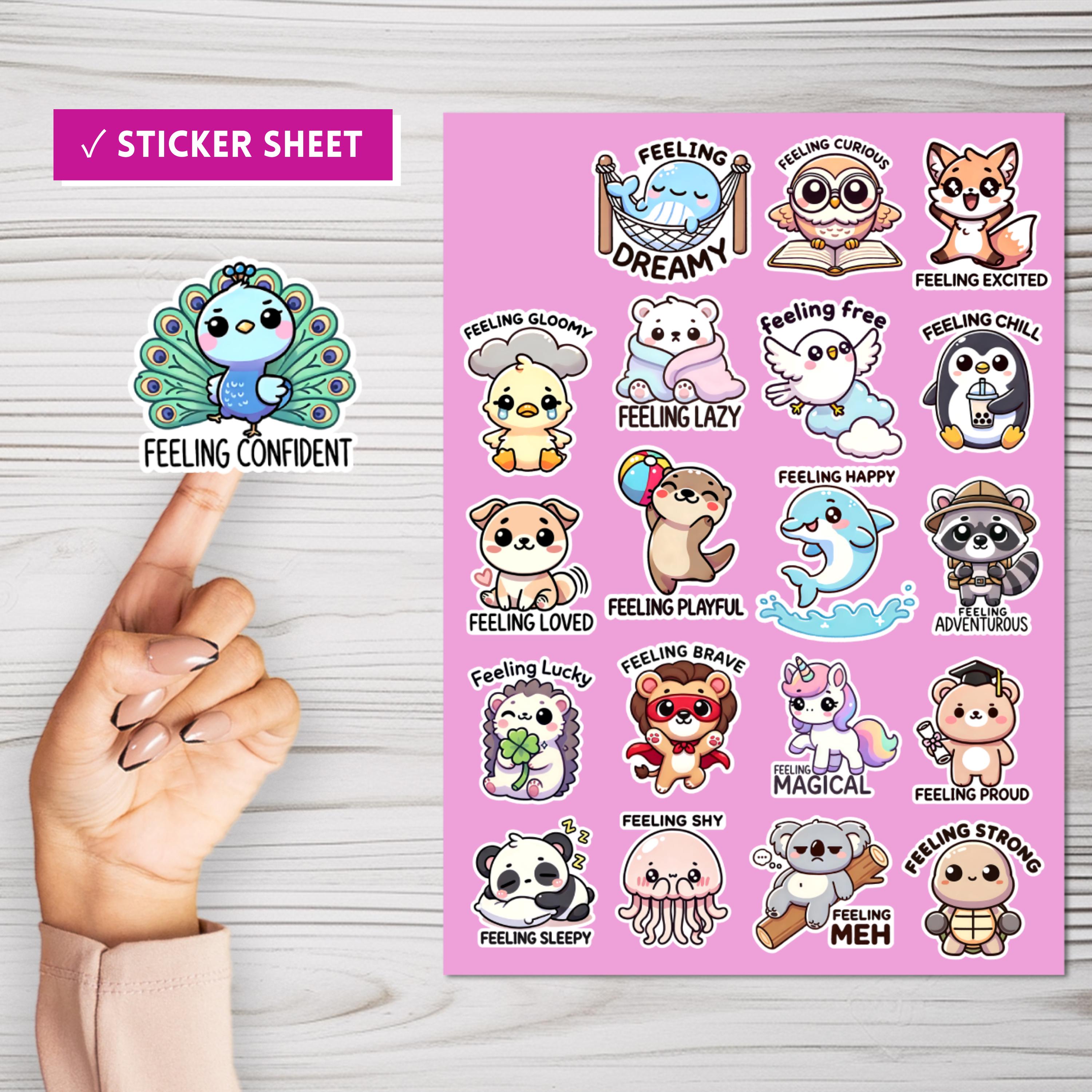 Kawaii Animal Mood Quotes PNG Stickers, Face Emotion Clipart, Cute ...
