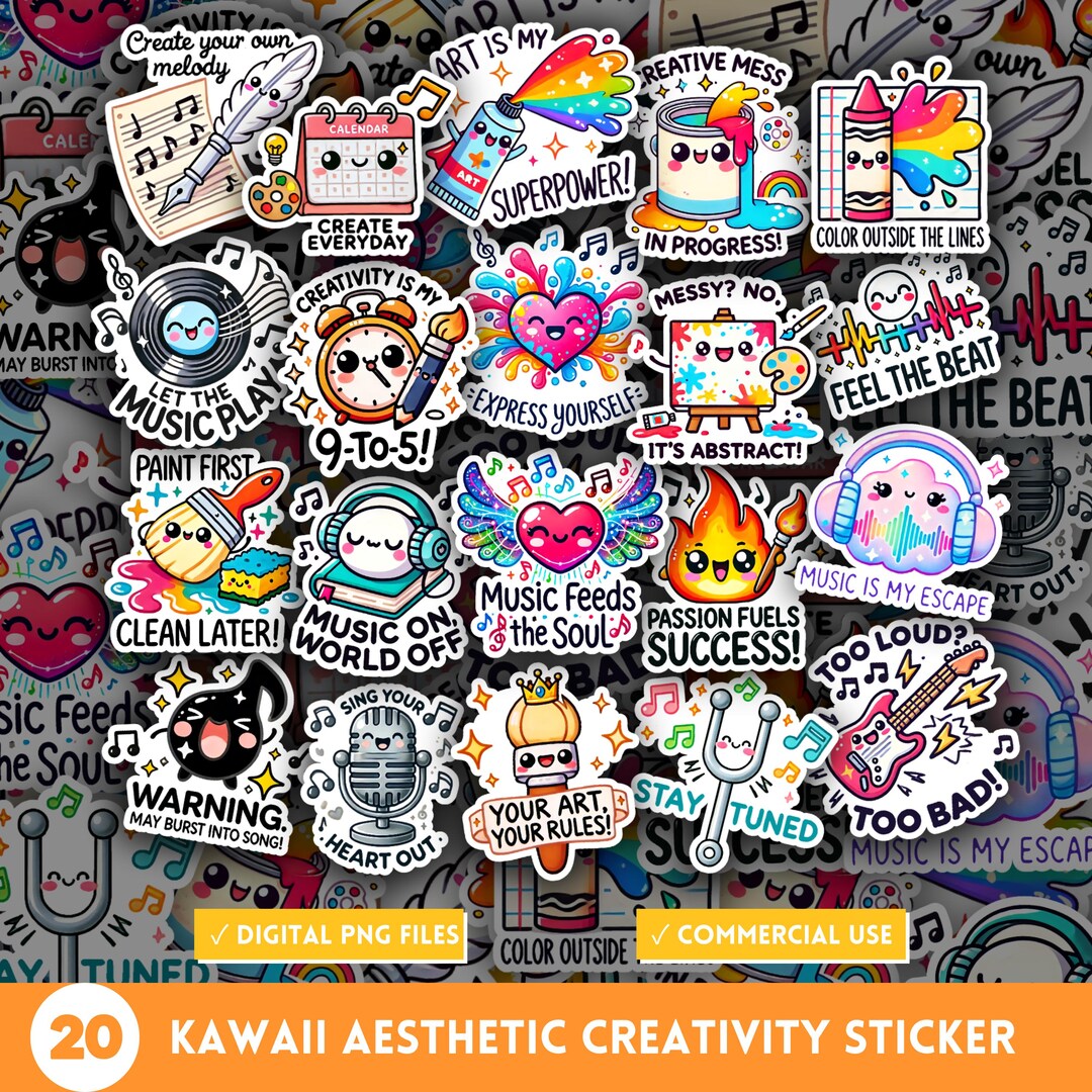 Kawaii Aesthetic Creativity Sticker, Encouraging and Inspiring Word, Be ...
