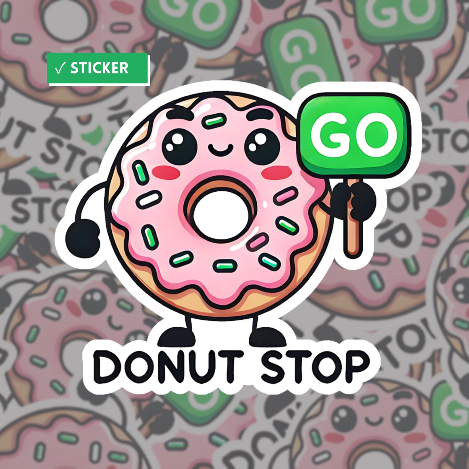 Kawaii Donut Food Pun Motivational PNG Stickers, Cartoon Self Care ...