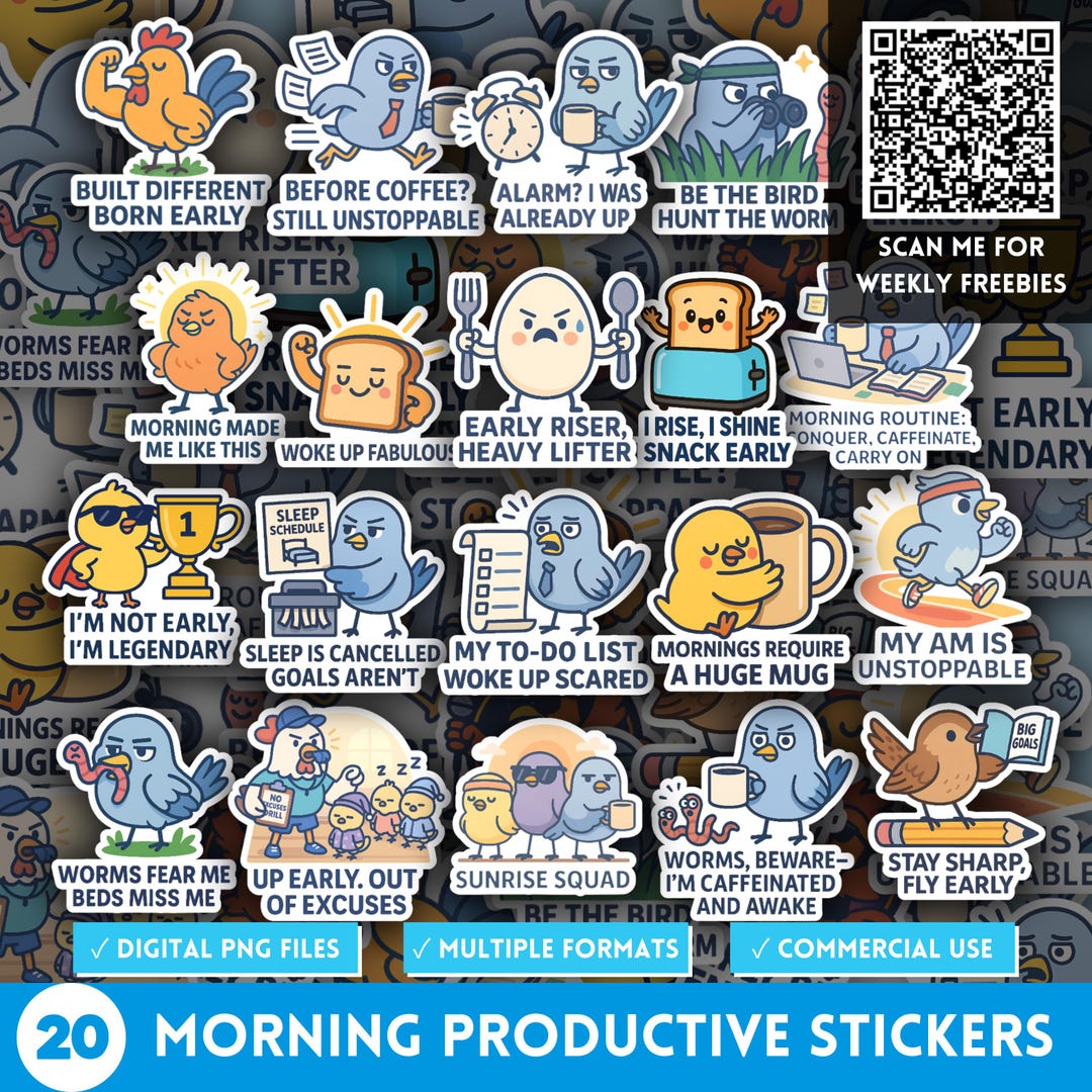 Morning Productive Stickers, Morning Motivational Quote PNG, Positive ...