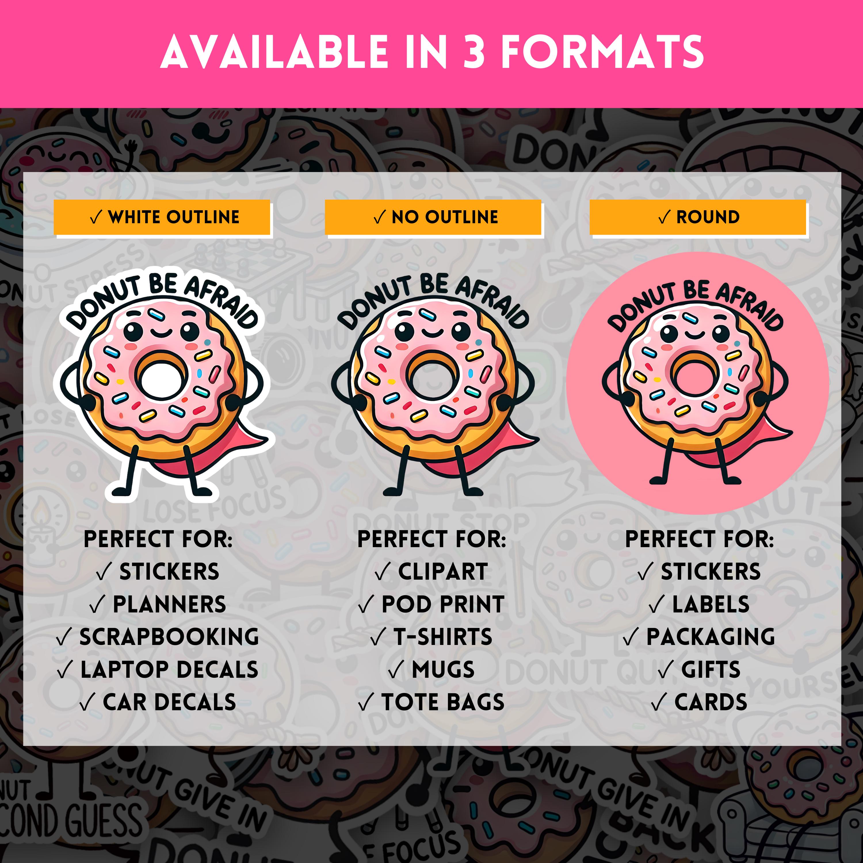 Kawaii Donut Food Pun Motivational PNG Stickers, Cartoon Self Care ...