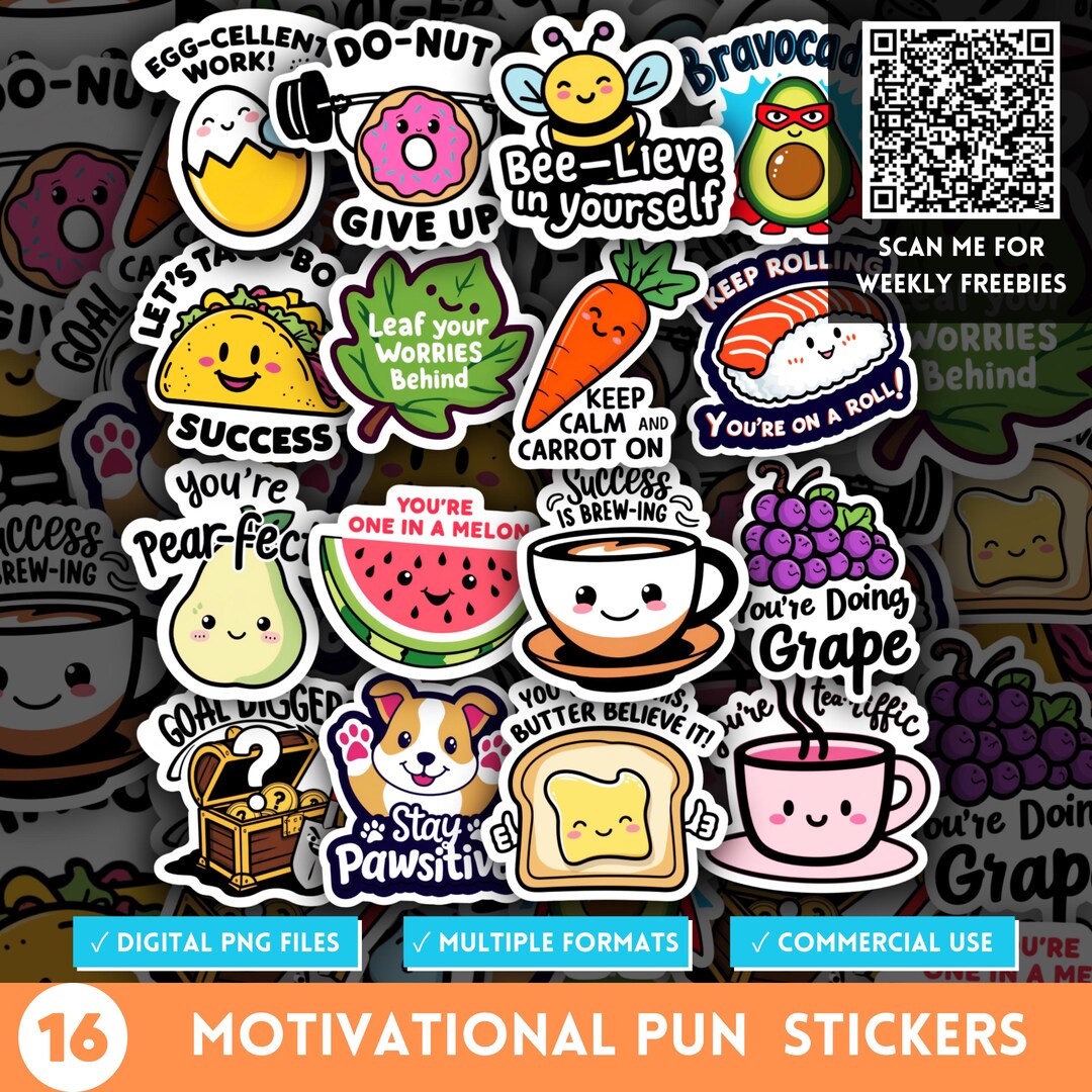 Funny Motivational Pun Sticker, Quirky Daily Affirmation PNG, Cute ...