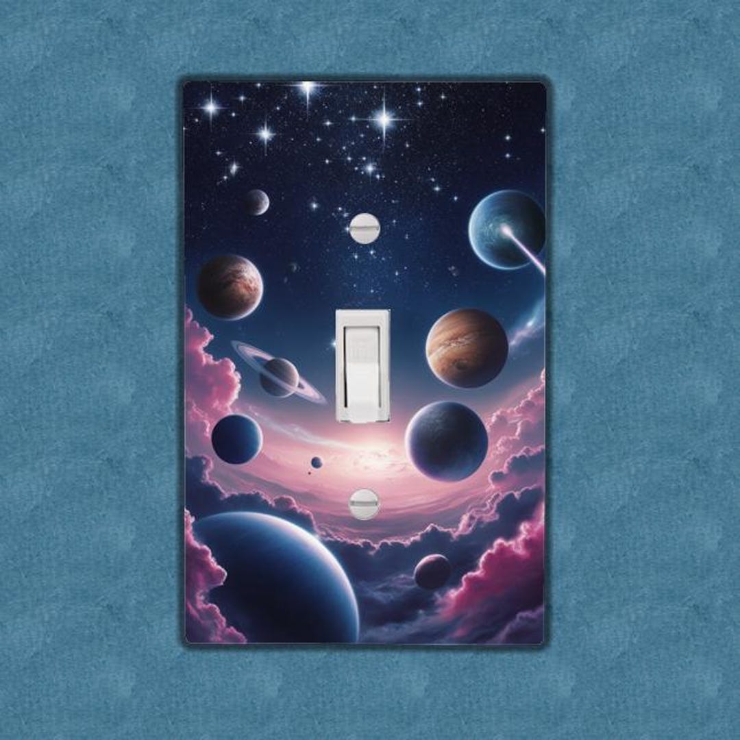 Cloudy Galaxy and Planets Light Switch Toggle, Rocker or Outlet Duplex ...