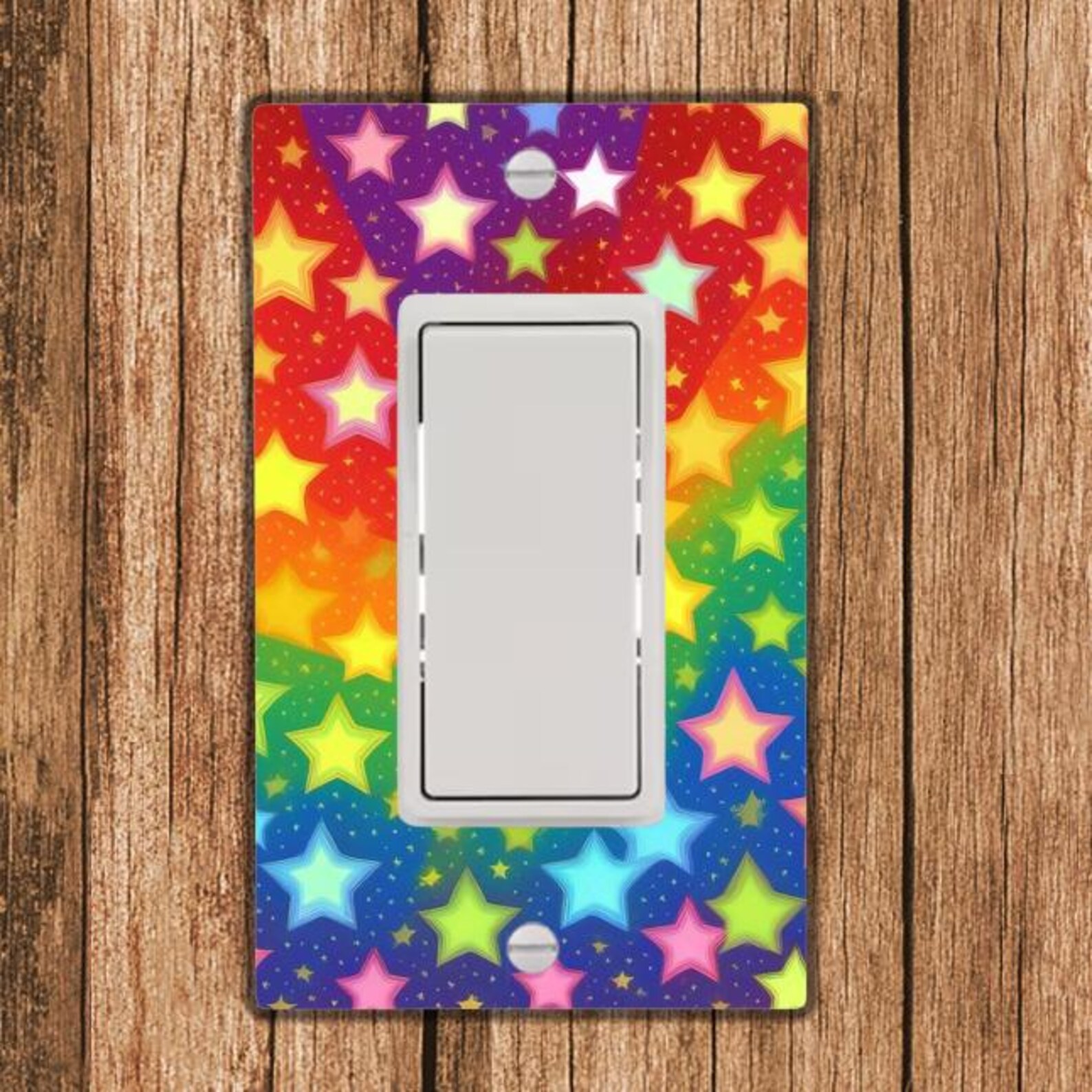 Rainbow Stars Girls Room Light Switch Toggle, Rocker or Outlet Duplex ...