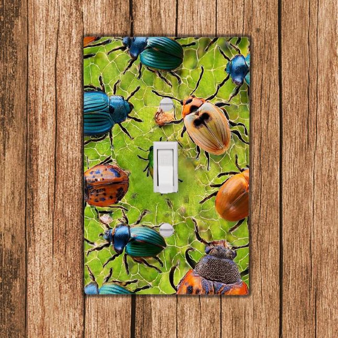 Beetles on a Leaf Bug Pattern Light Switch Toggle, Rocker or Outlet ...