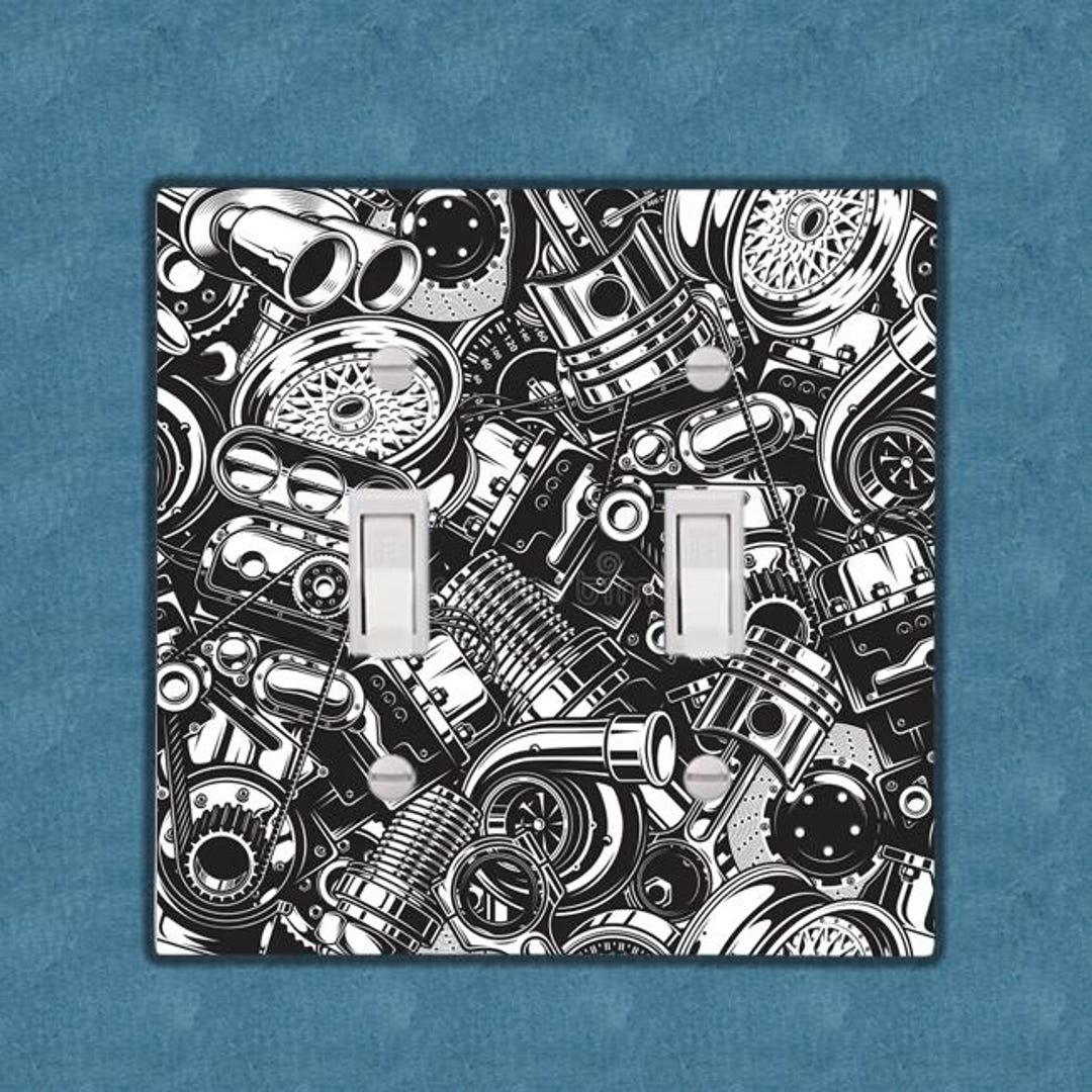 Car Part Collage Black and White Light Switch Toggle, Rocker or Outlet ...