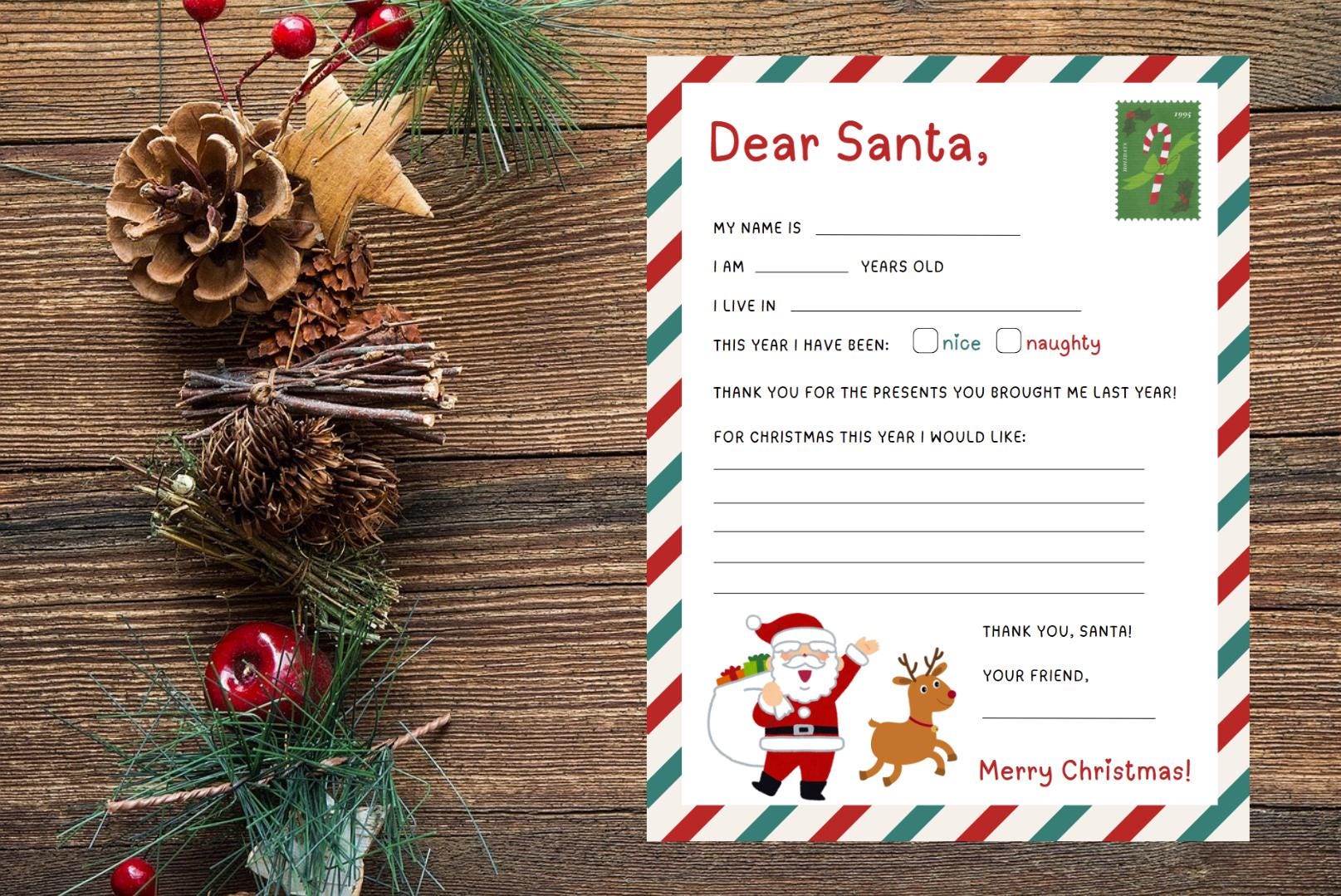 Dear Santa Letter Fun Activity for Kids Instant Download - Etsy